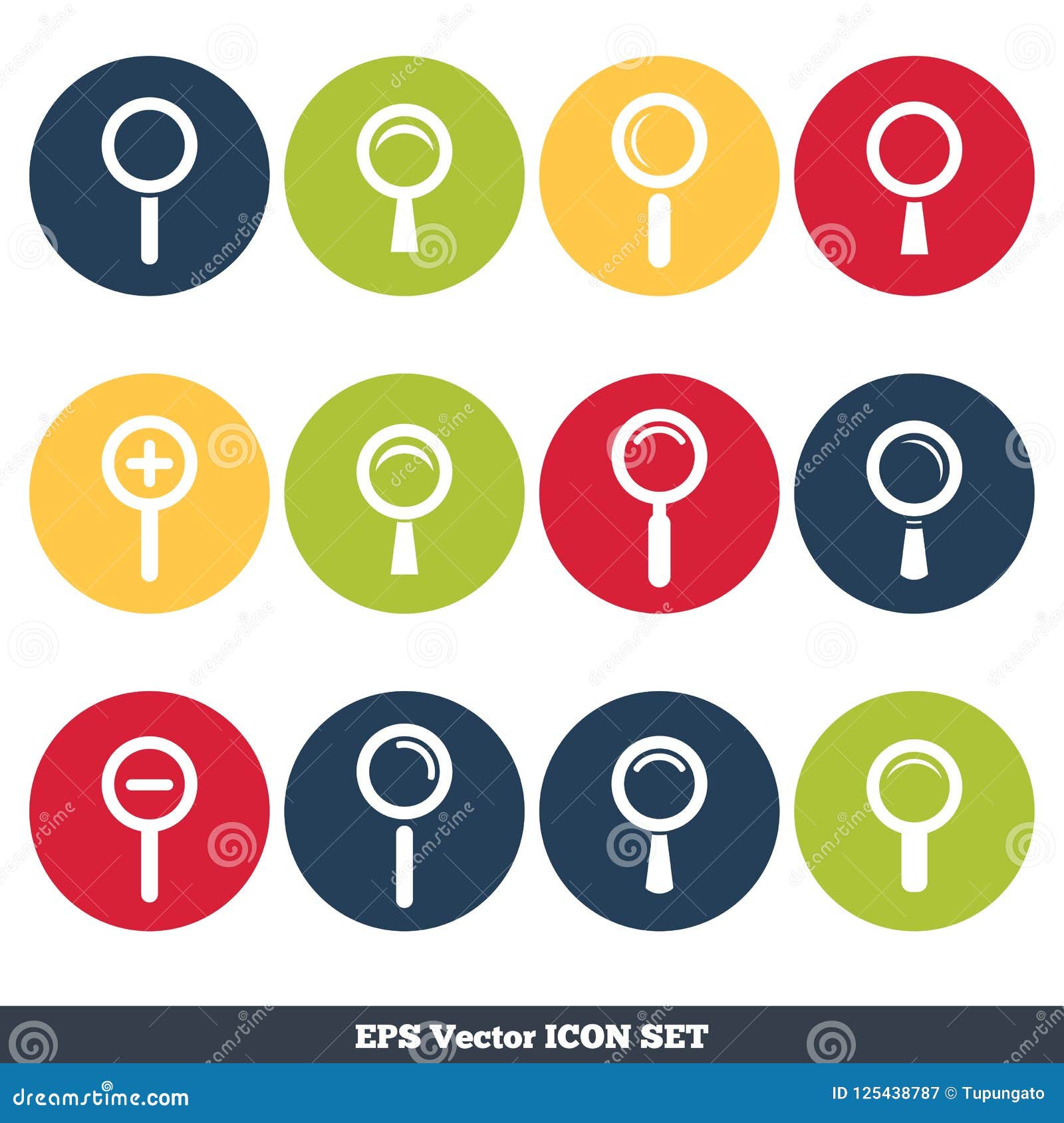 Magnifying glass icons stock vector. Illustration of round - 125438787