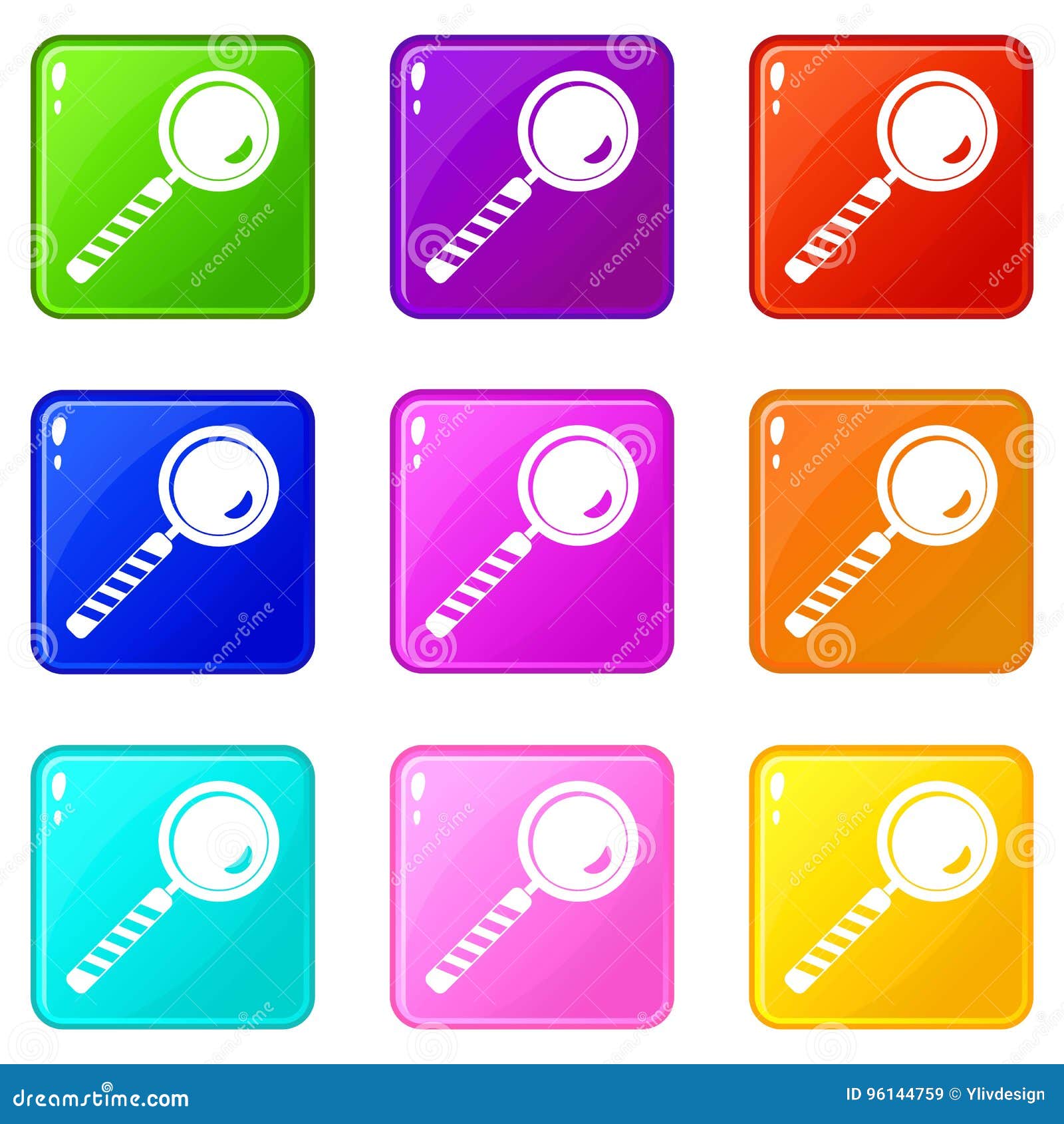 Magnifying Glass Icons 9 Set Stock Vector - Illustration of enlarge ...