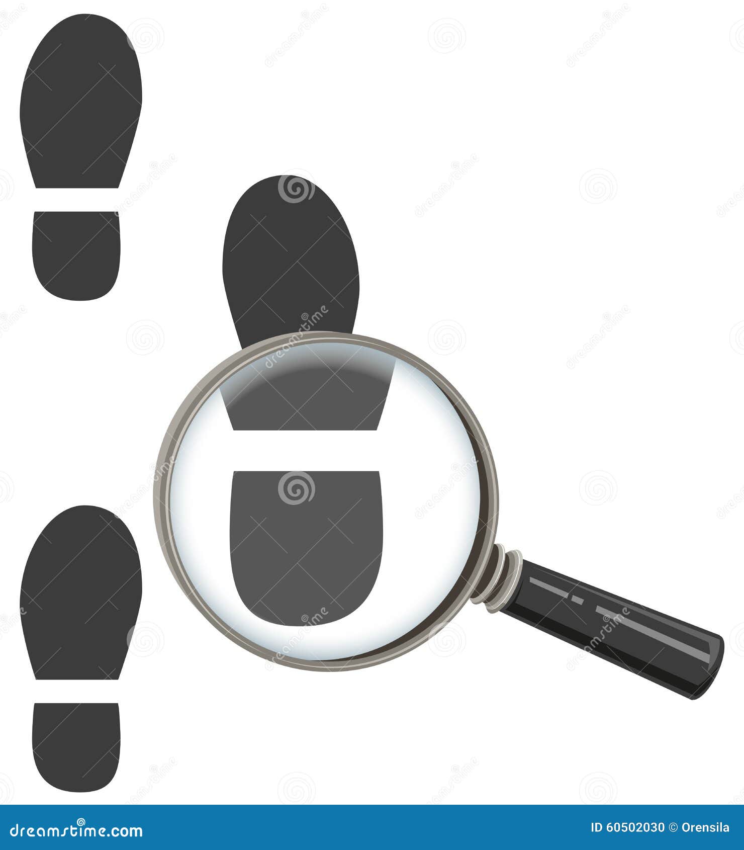 Magnifying Glass Increases Footprint Of Man Vector Illustration ...