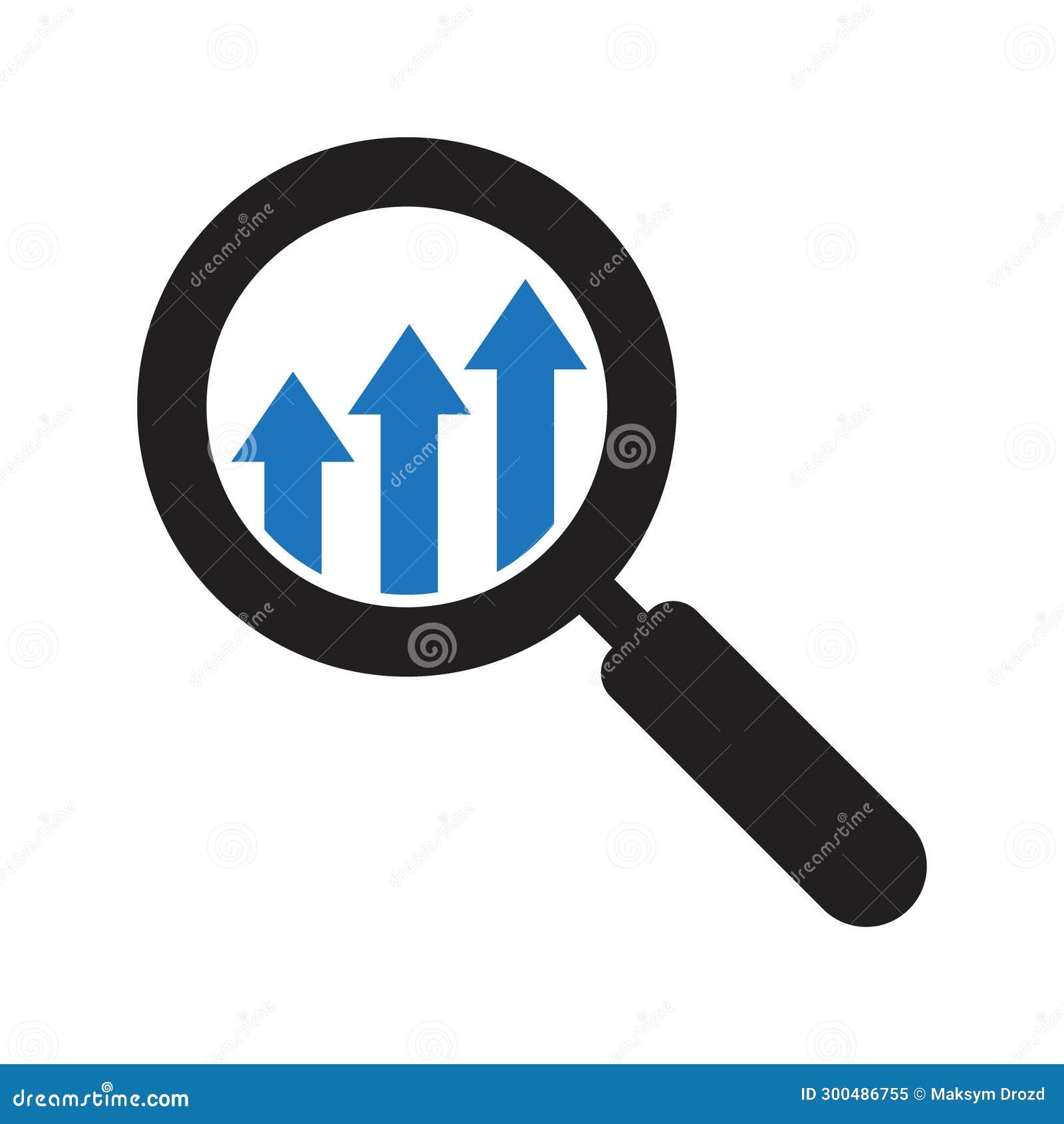 Magnifying Glass with Increasing Bar Chart Icon. Stock Illustration ...