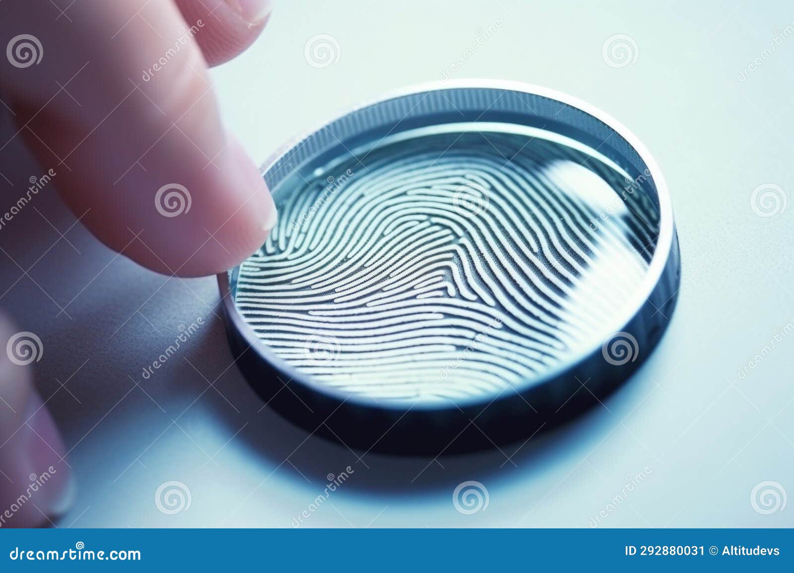 Magnifying Glass Inspecting Fingerprint Stock Image - Image of forensic ...