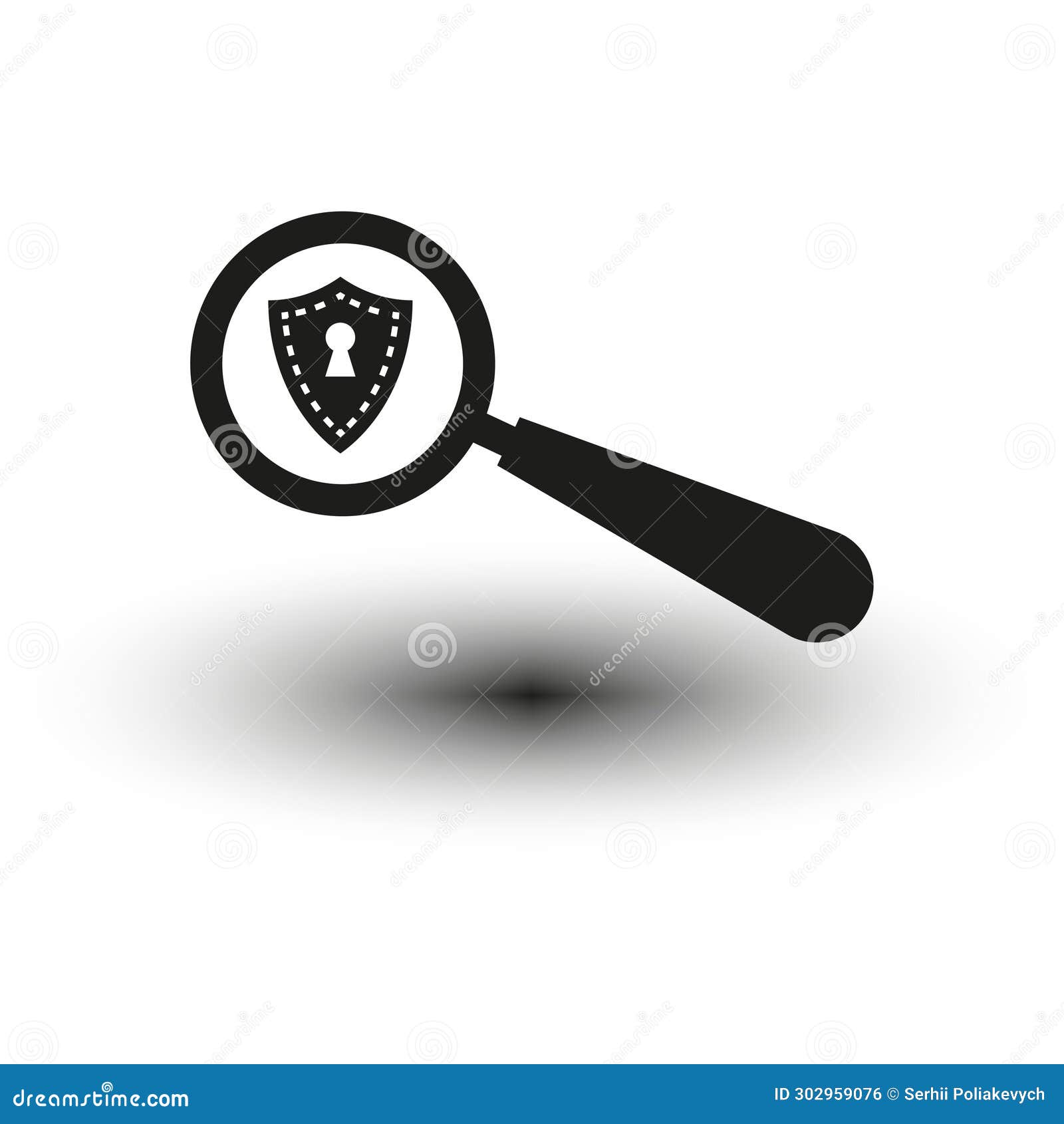 Magnifying Glass with Keyhole on Shield Icon. Vector Illustration. PS ...