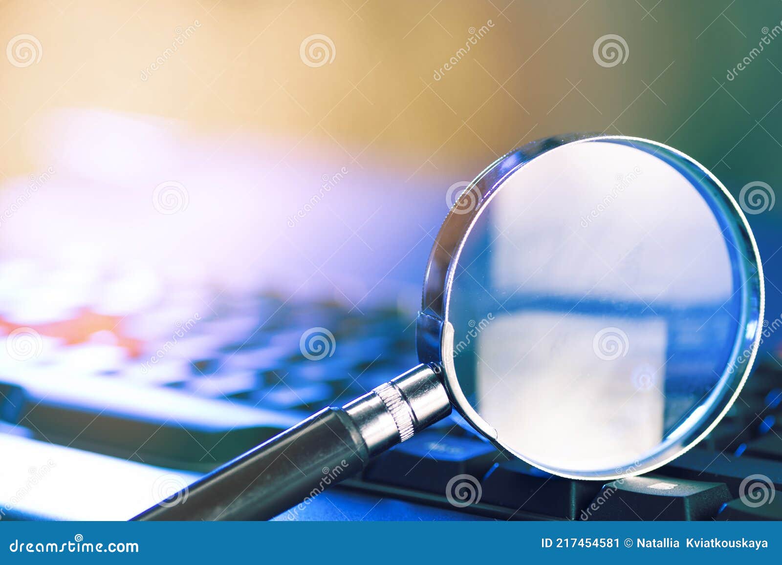 Magnifying Glass on the Keys of a Black Computer Keyboard Stock Image ...