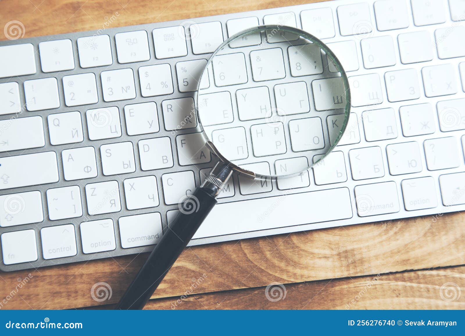 Magnifying Glass on Laptop Computer Stock Photo - Image of magnifier ...