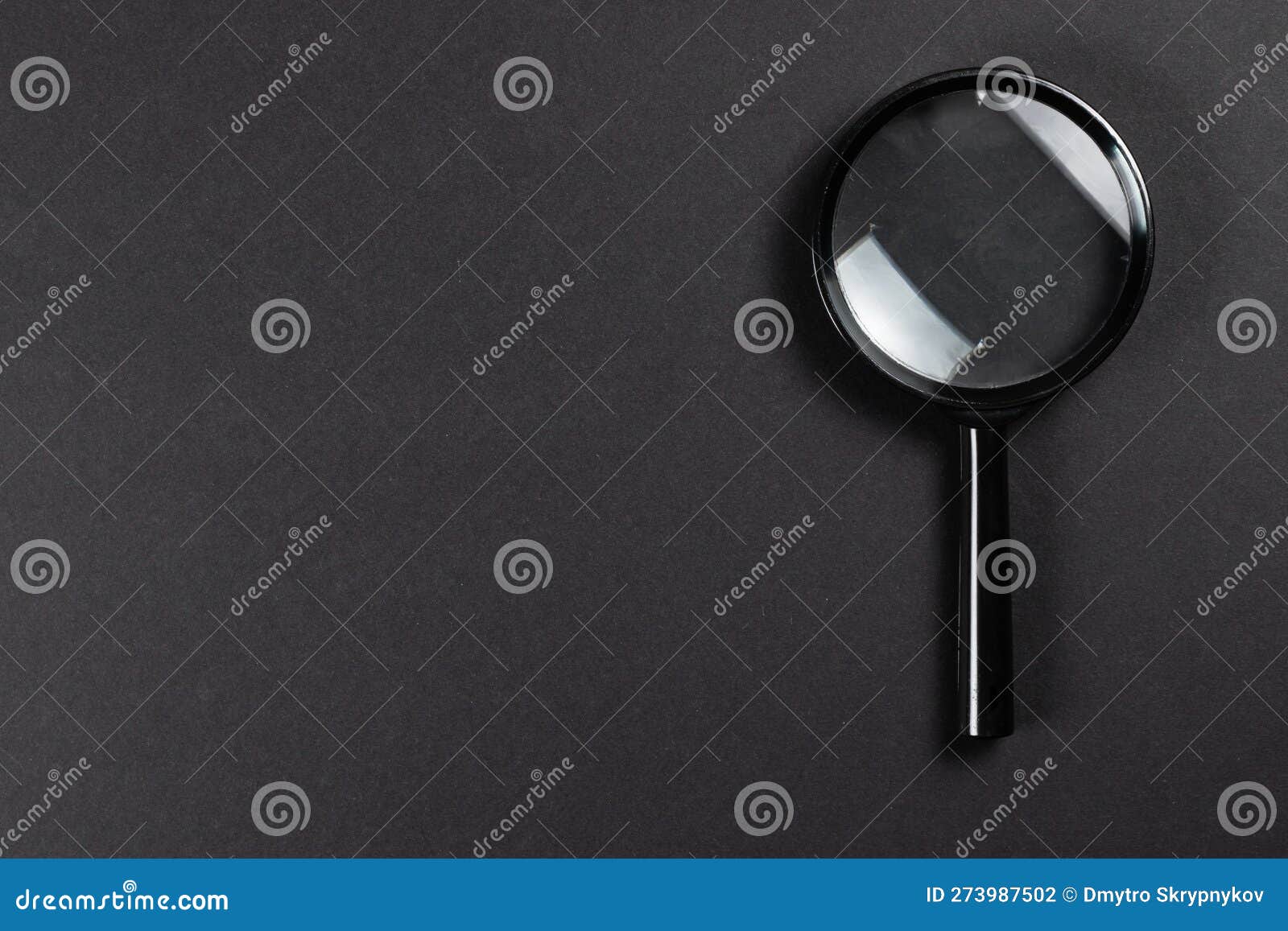 Magnifying Glass or Lens on Dark, Top View Stock Photo - Image of metal ...
