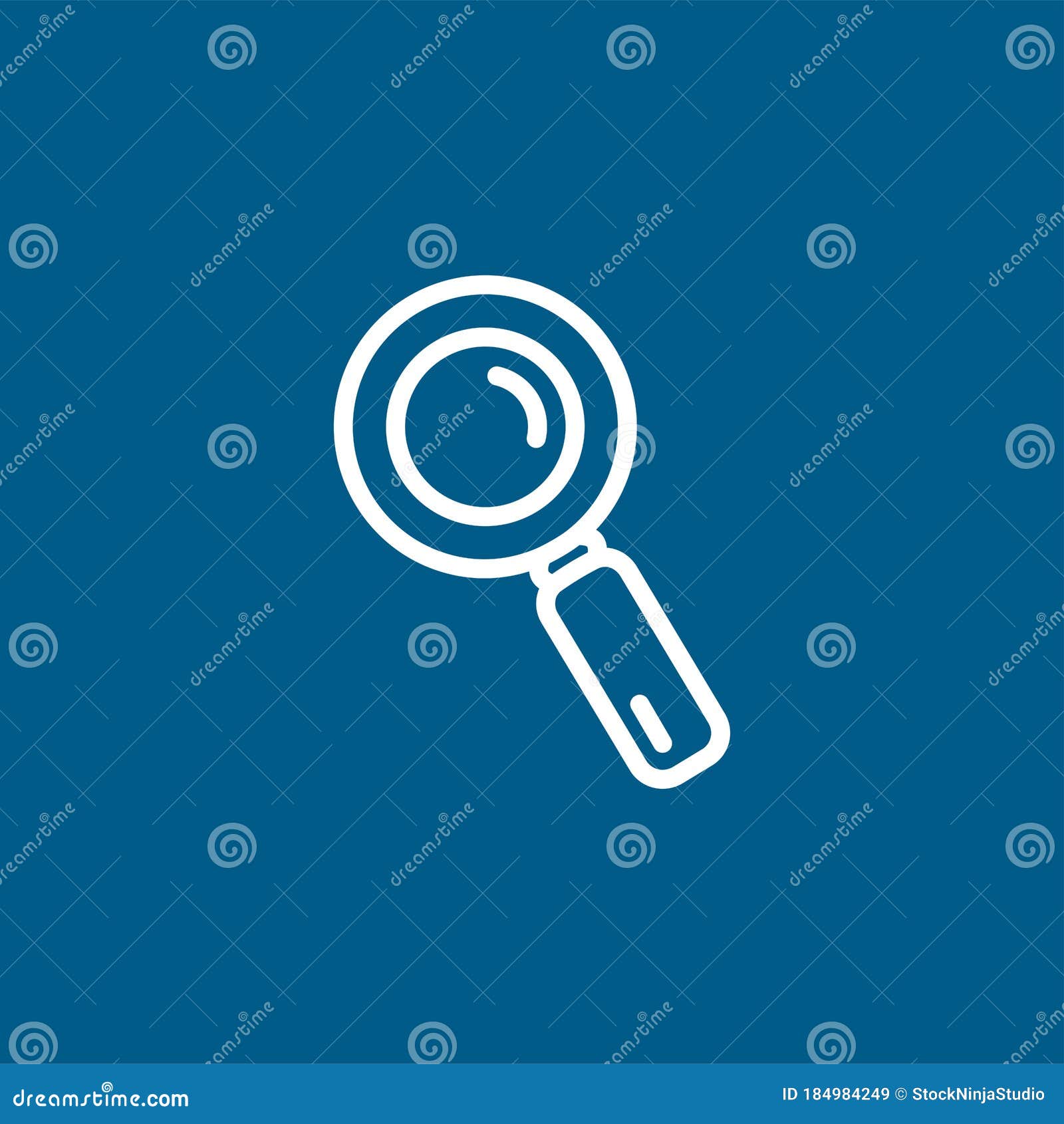 Magnifying Glass Line Icon on Blue Background. Blue Flat Style Vector ...