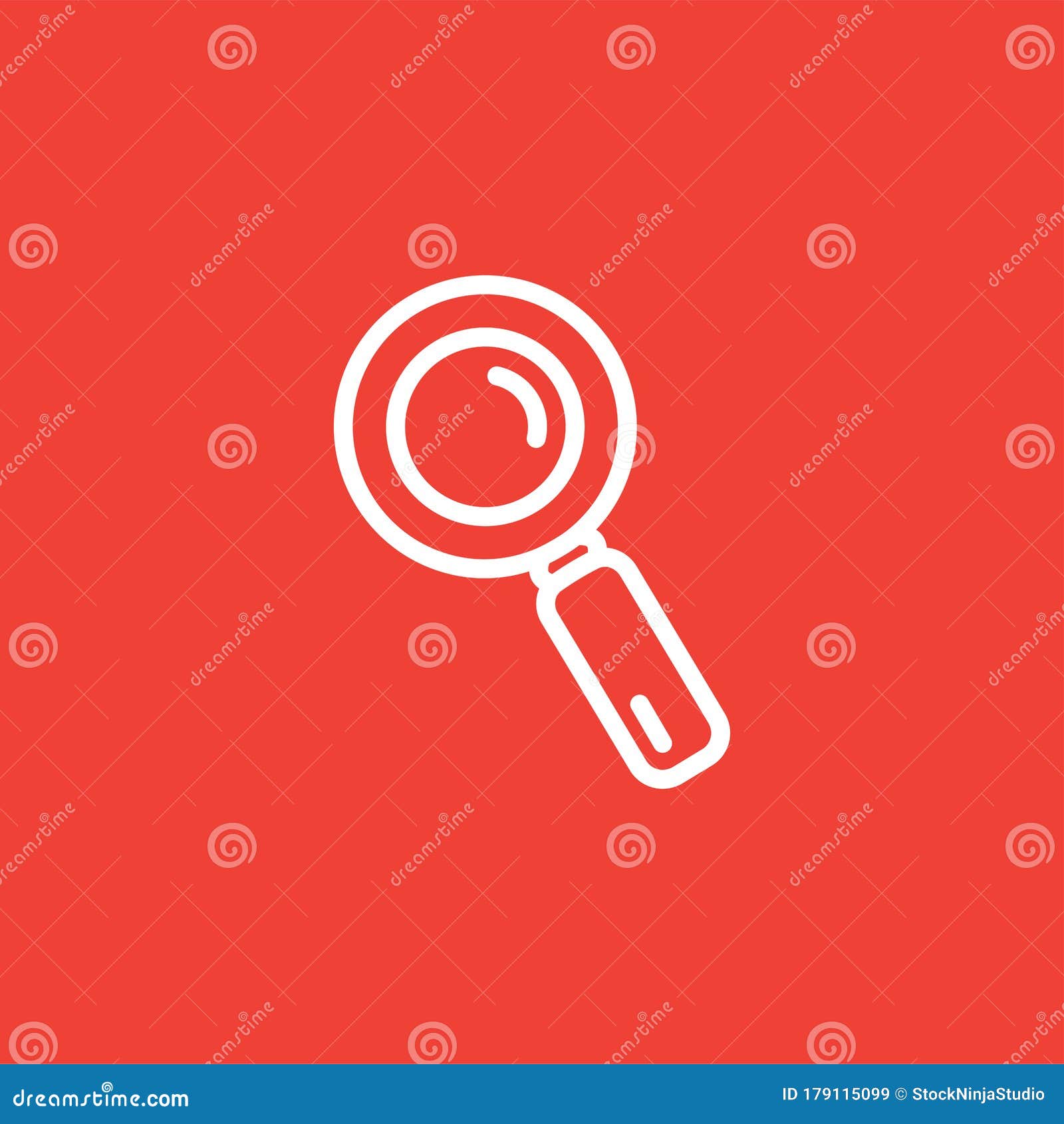 Magnifying Glass Line Icon on Red Background. Red Flat Style Vector ...