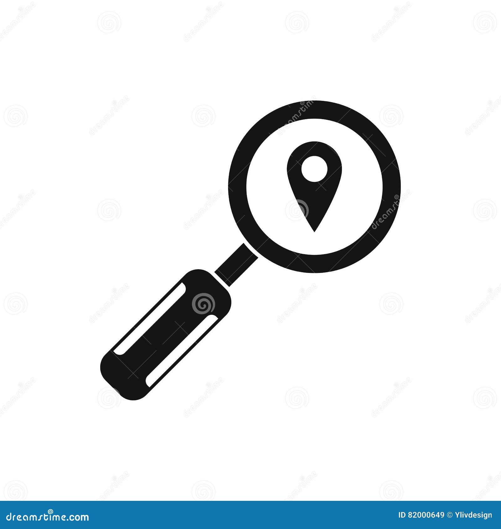 Magnifying Glass and Location Icon, Simple Style Stock Vector ...