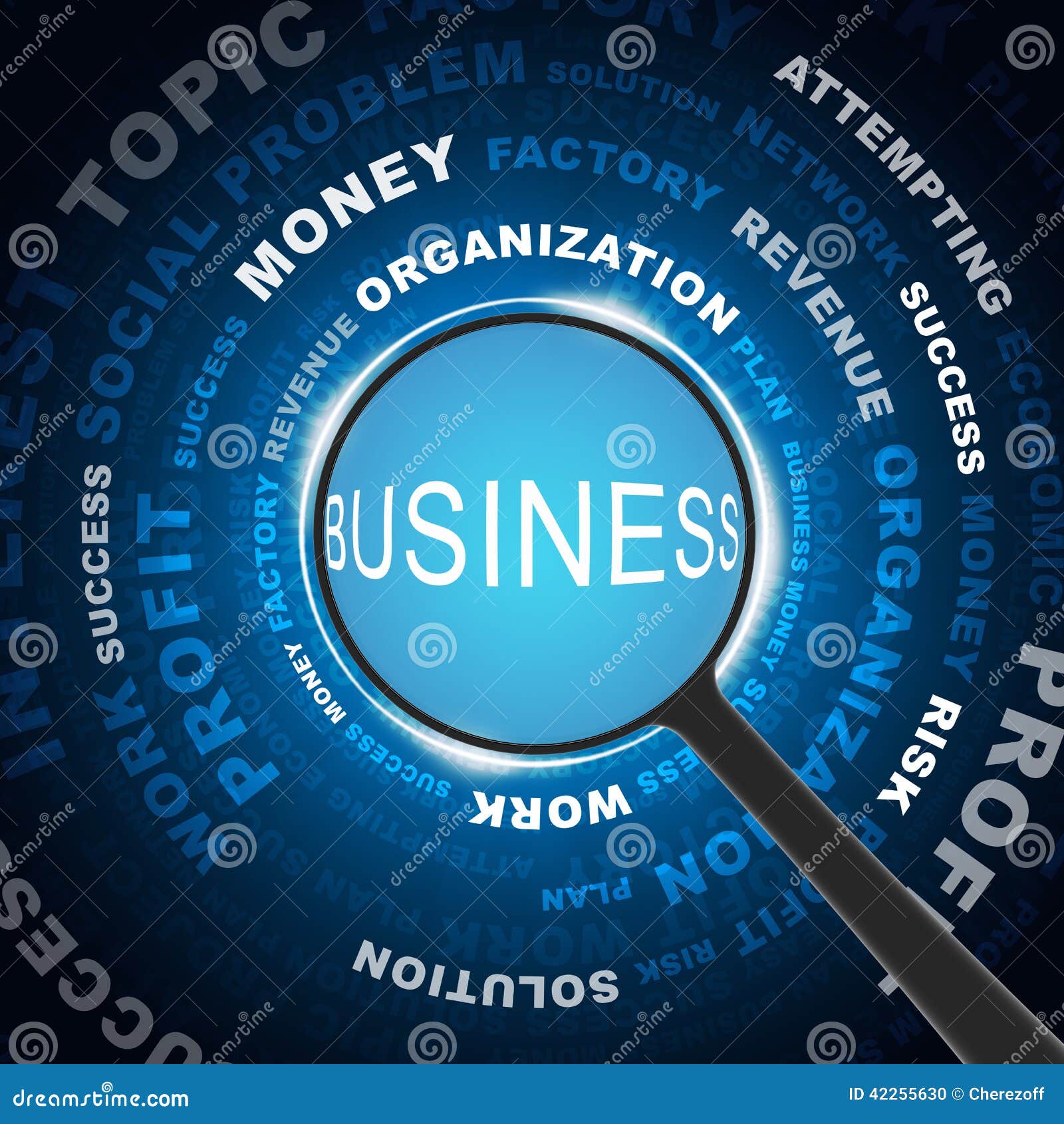 Magnifying Glass Looking Business Words Stock Illustration ...