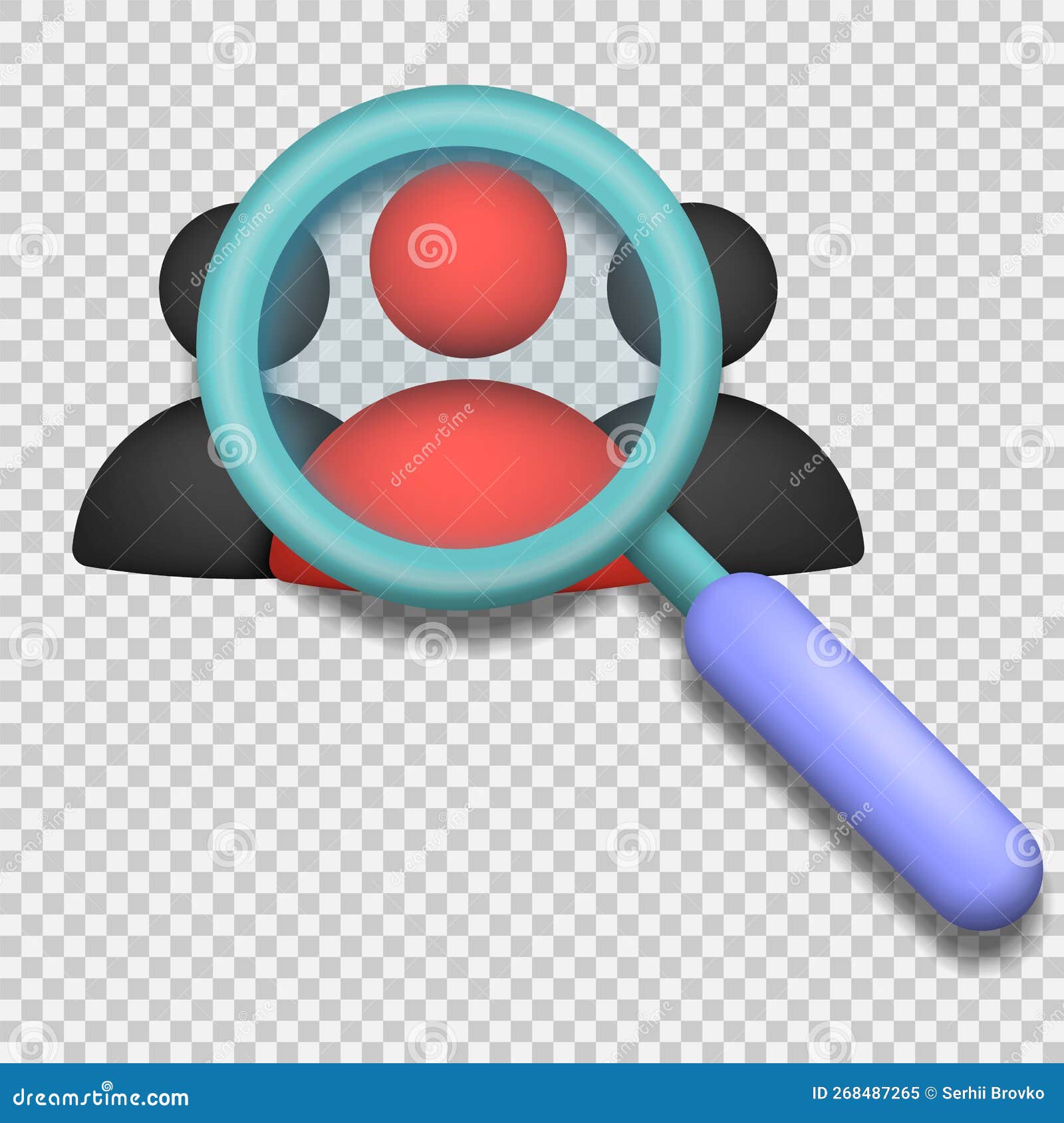 Magnifying Glass Looking for People 3d Icon. Vector Illustration Stock ...