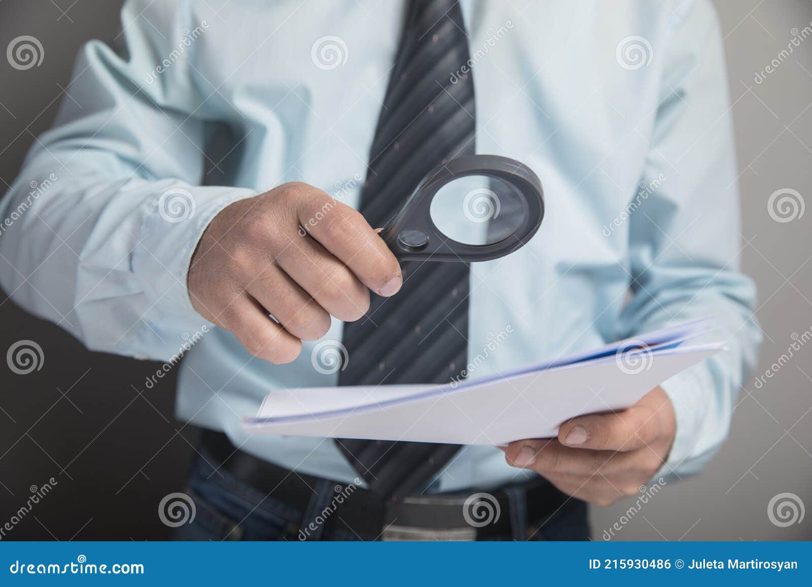 Magnifying Glass Looks at Documents Stock Photo - Image of analysis ...