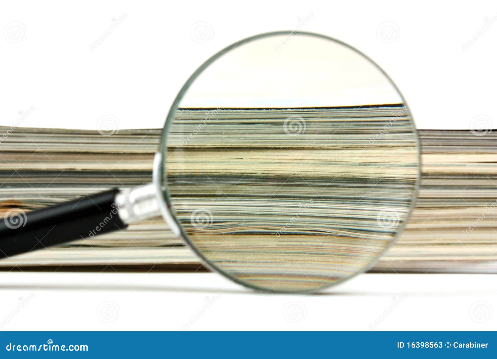 Magnifying Glass and Magazines Stock Image - Image of heap, education ...
