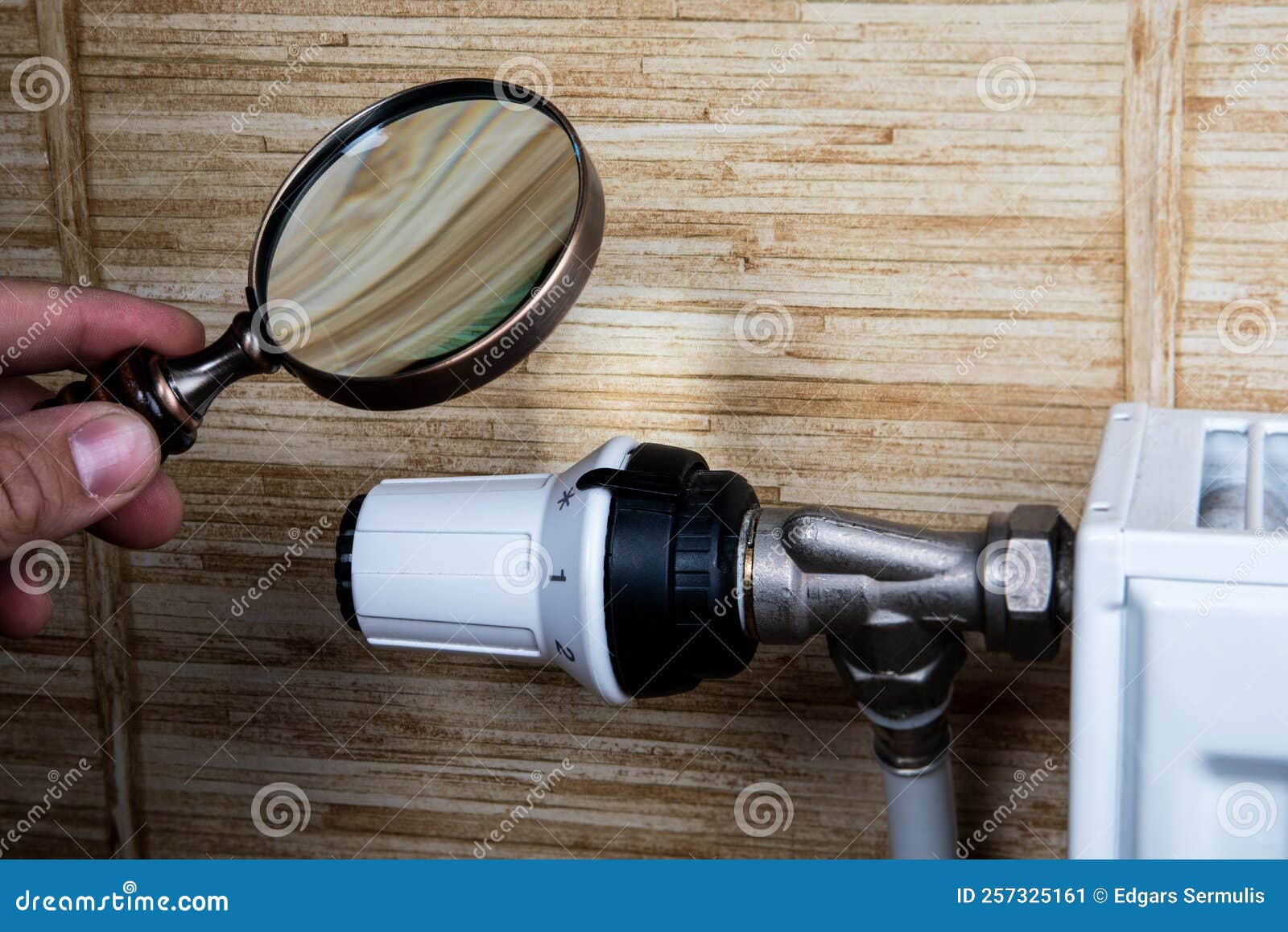 Magnifying Glass in Man S Hand. Heating Bill and Savings Concept Stock ...