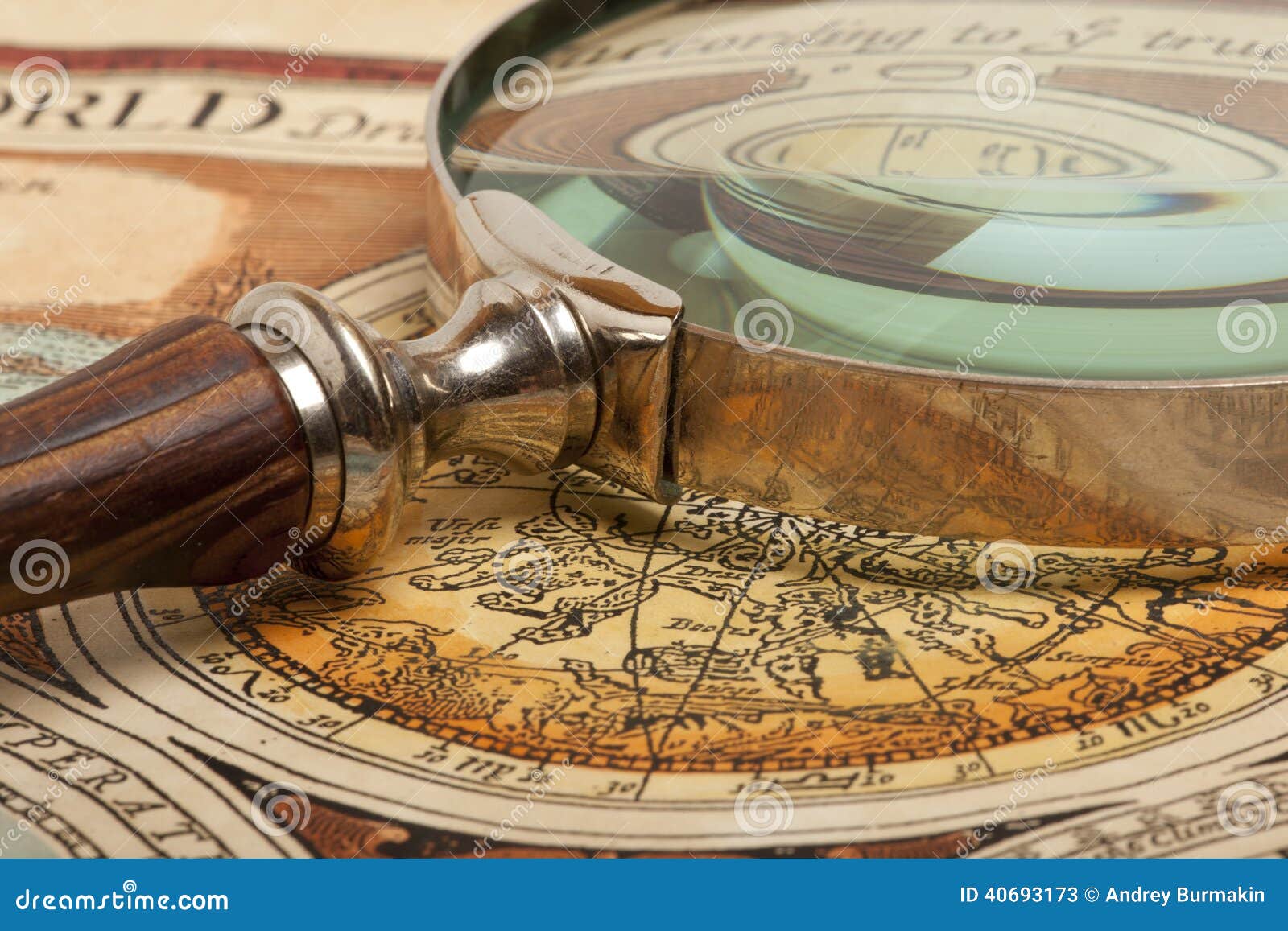 Magnifying glass and map stock image. Image of historical - 40693173