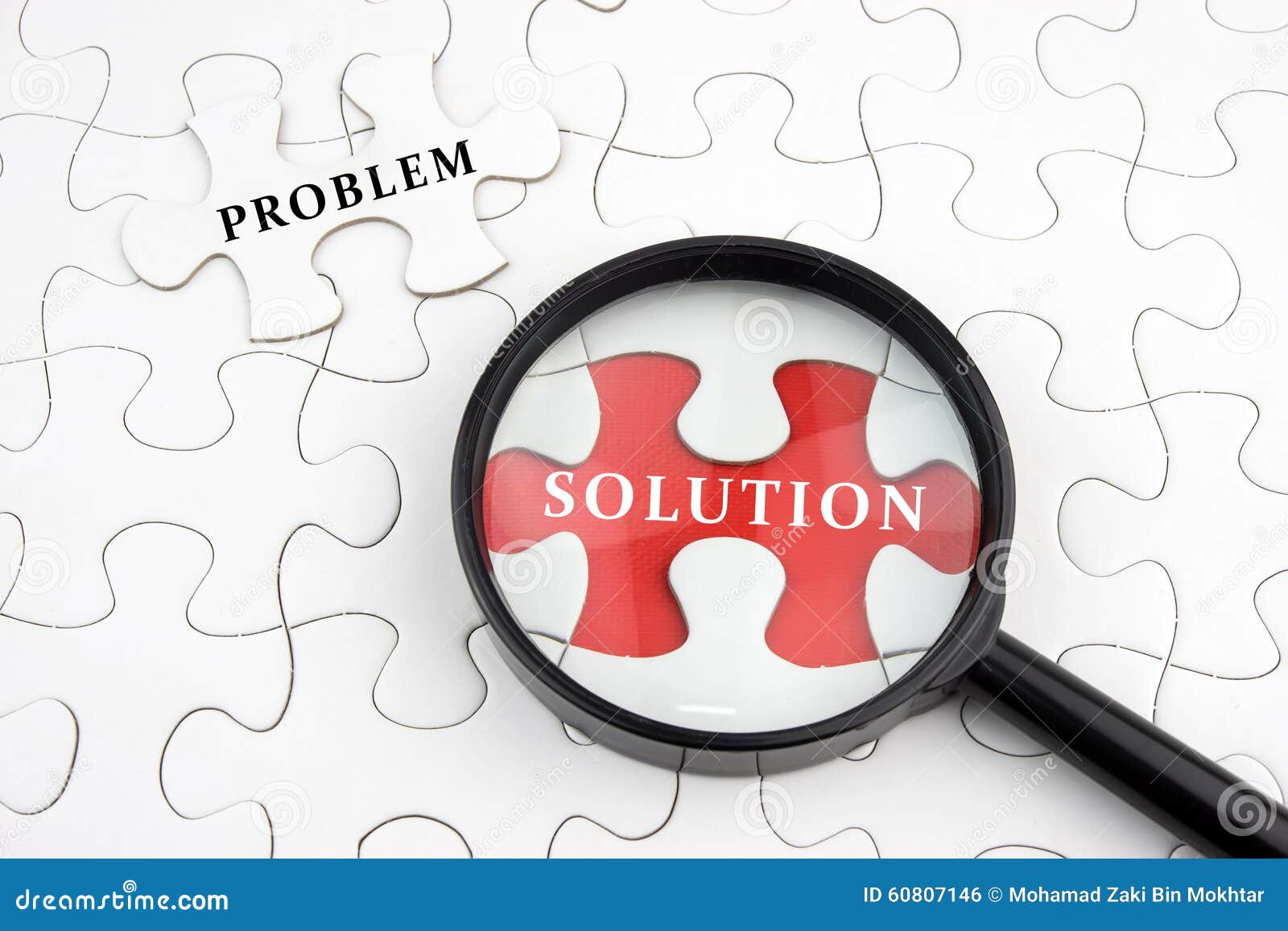 Magnifying Glass on Missing Puzzle with PROBLEM and SOLUTION Words ...