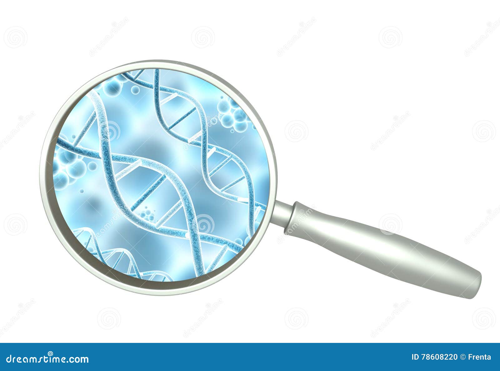 Magnifying Glass and Model of DNA Structure and Molecules Stock ...