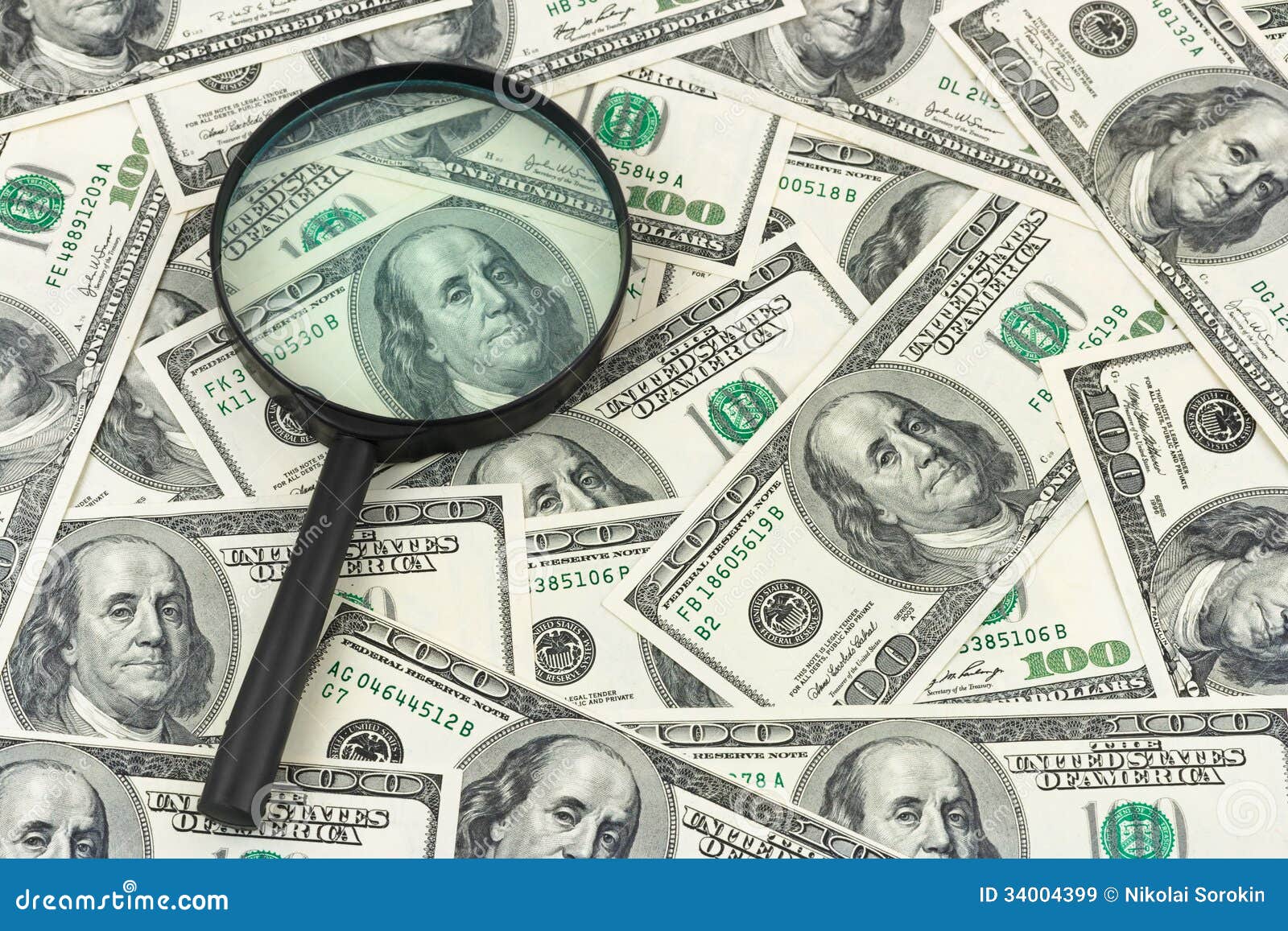 Magnifying glass and money stock image. Image of analyzing - 34004399