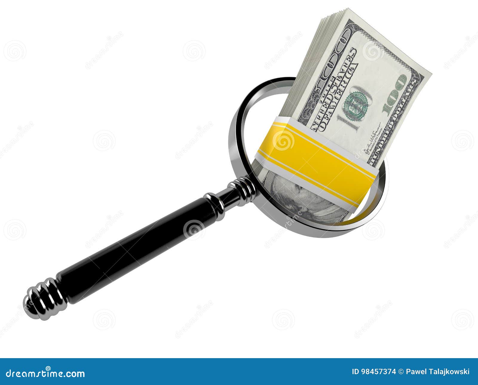 Magnifying Glass with Money Stock Illustration - Illustration of ...