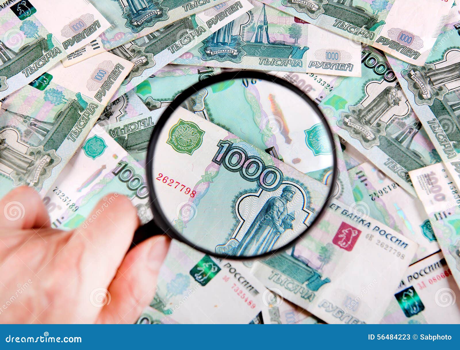 Magnifying Glass on the Money Stock Image - Image of analyzing, hand ...