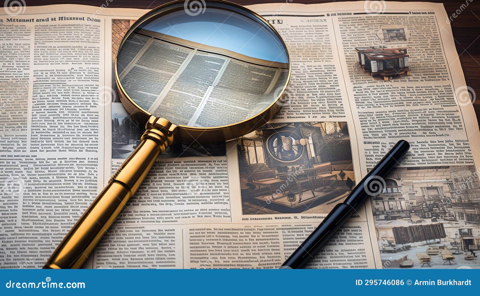 Magnifying Glass on the Newspaper Stock Illustration - Illustration of ...