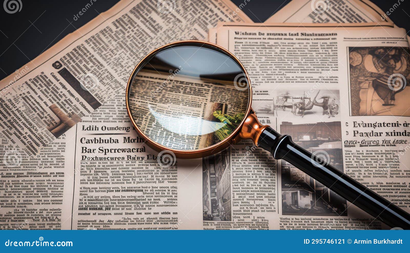Magnifying Glass on the Newspaper Stock Illustration - Illustration of ...