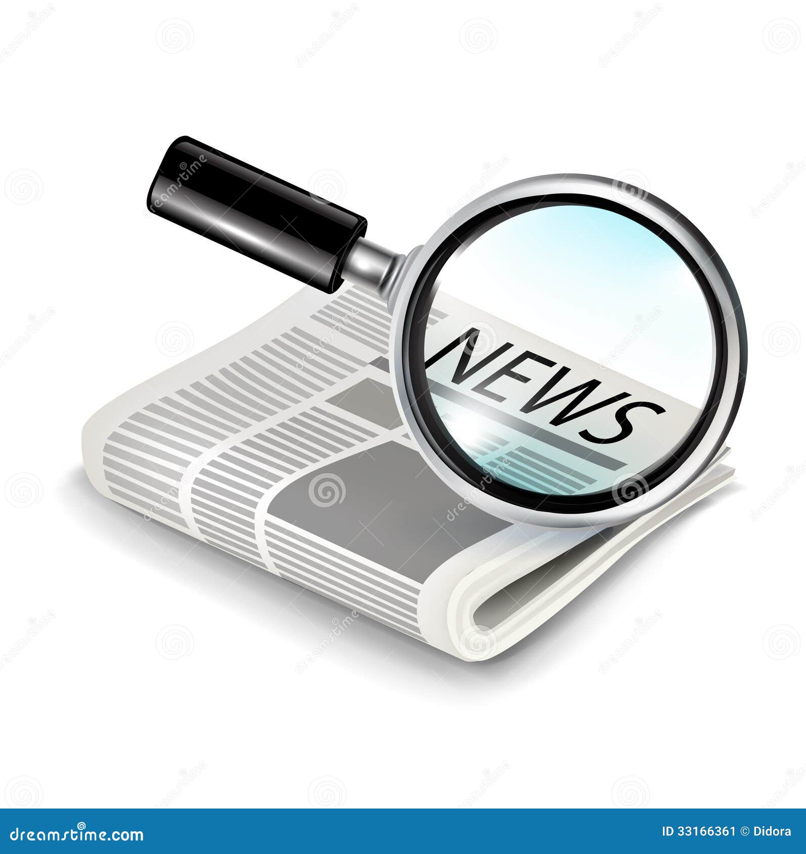 Magnifying Glass with Newspaper Stock Illustration - Illustration of ...