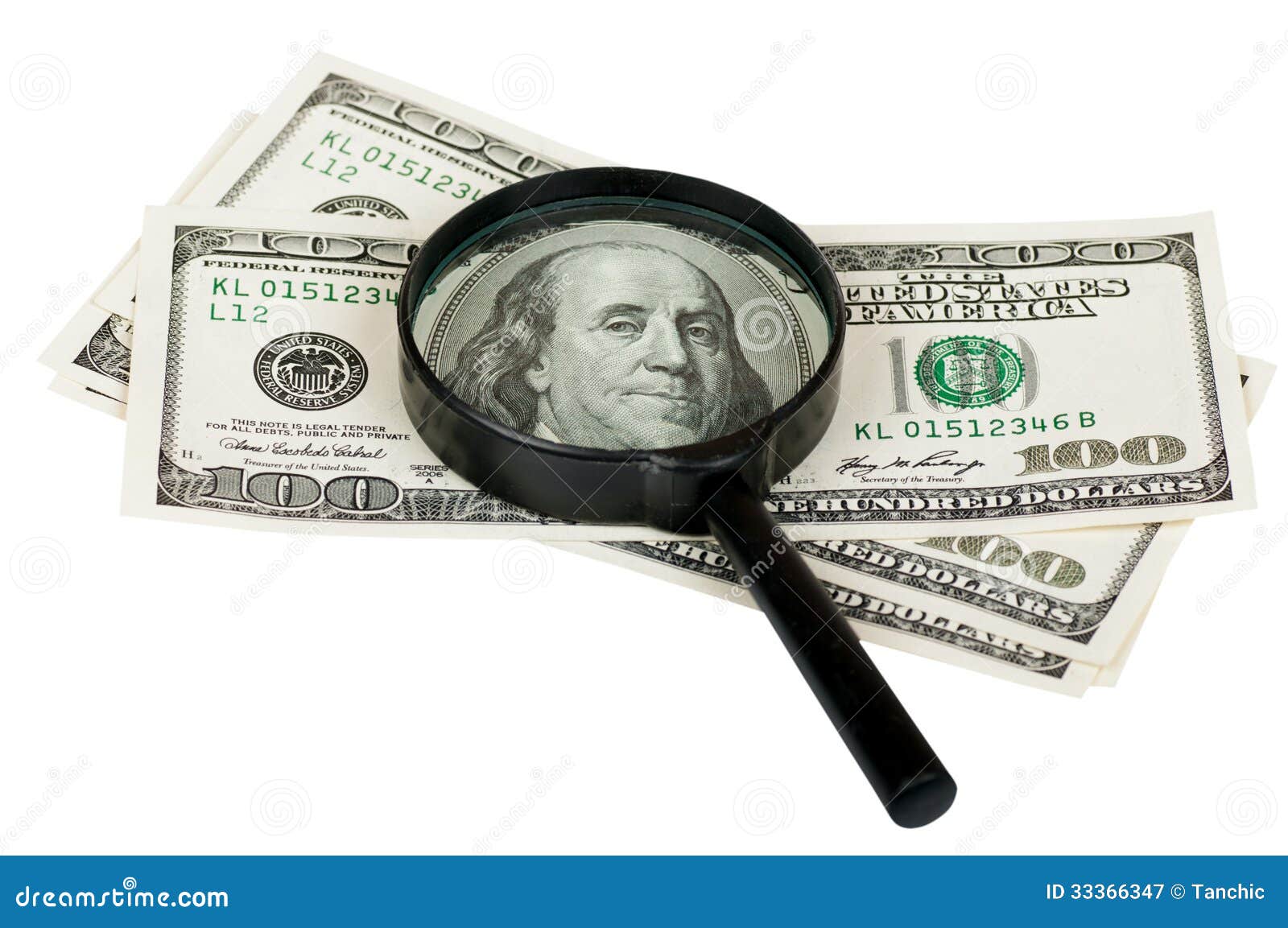 Magnifying Glass on the Notes of a Hundred Dollars Stock Image - Image ...