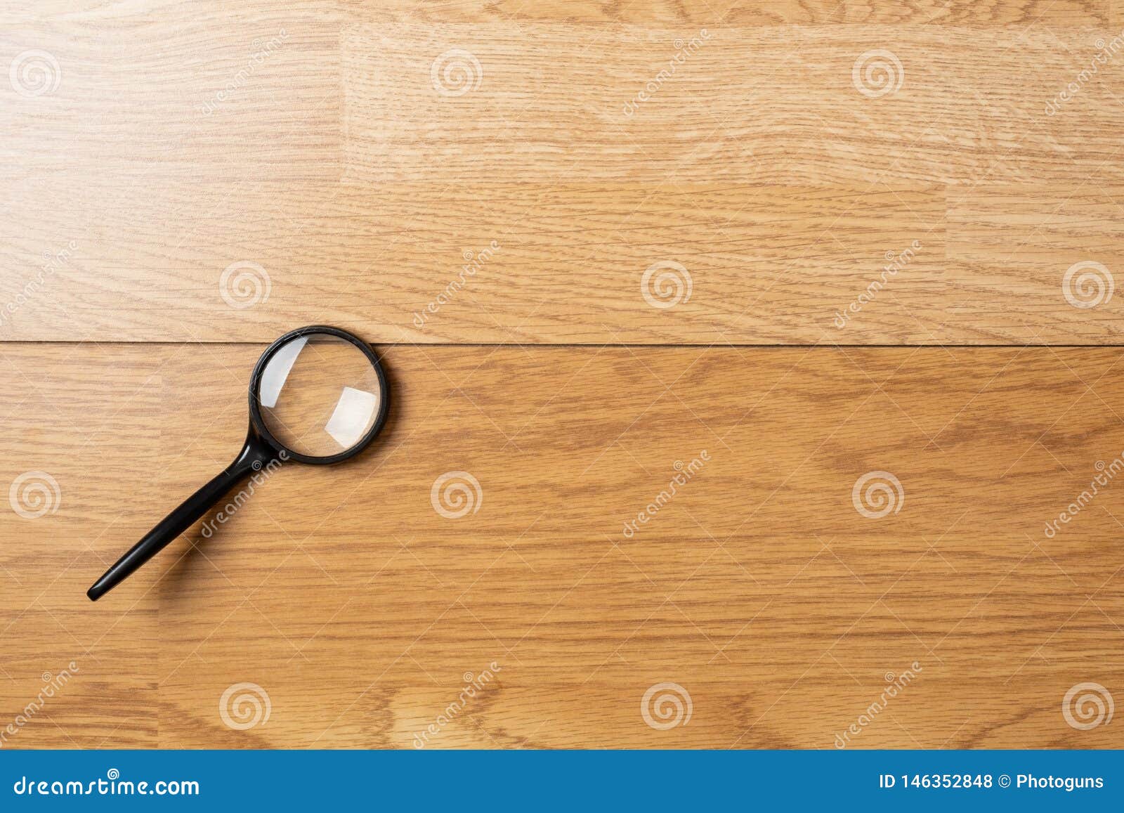 Magnifying Glass on Office Desk. Flat Lay, Top View, Overhead Stock ...