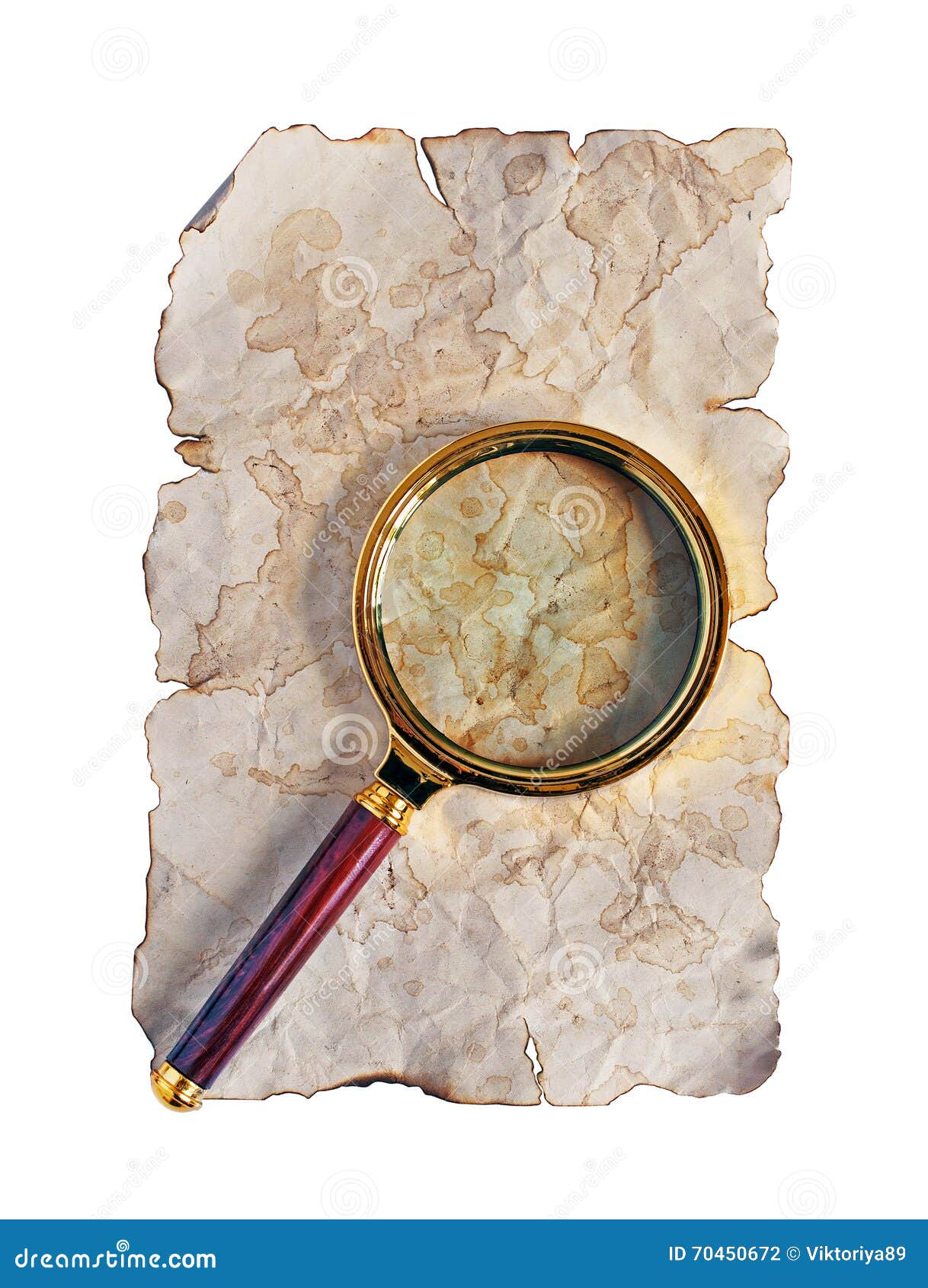 Magnifying Glass and Old Paper or Parchment Stock Photo - Image of ...