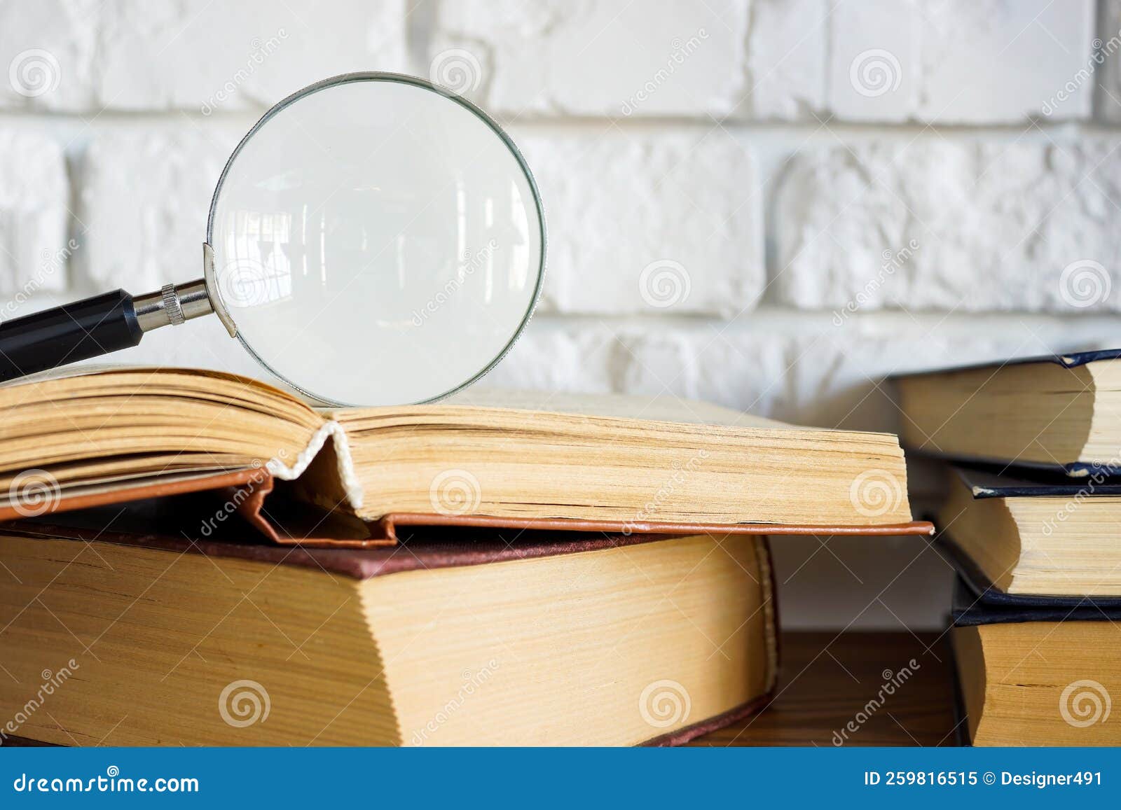 Magnifying Glass on an Open Book As a Concept of Knowledge and Research ...