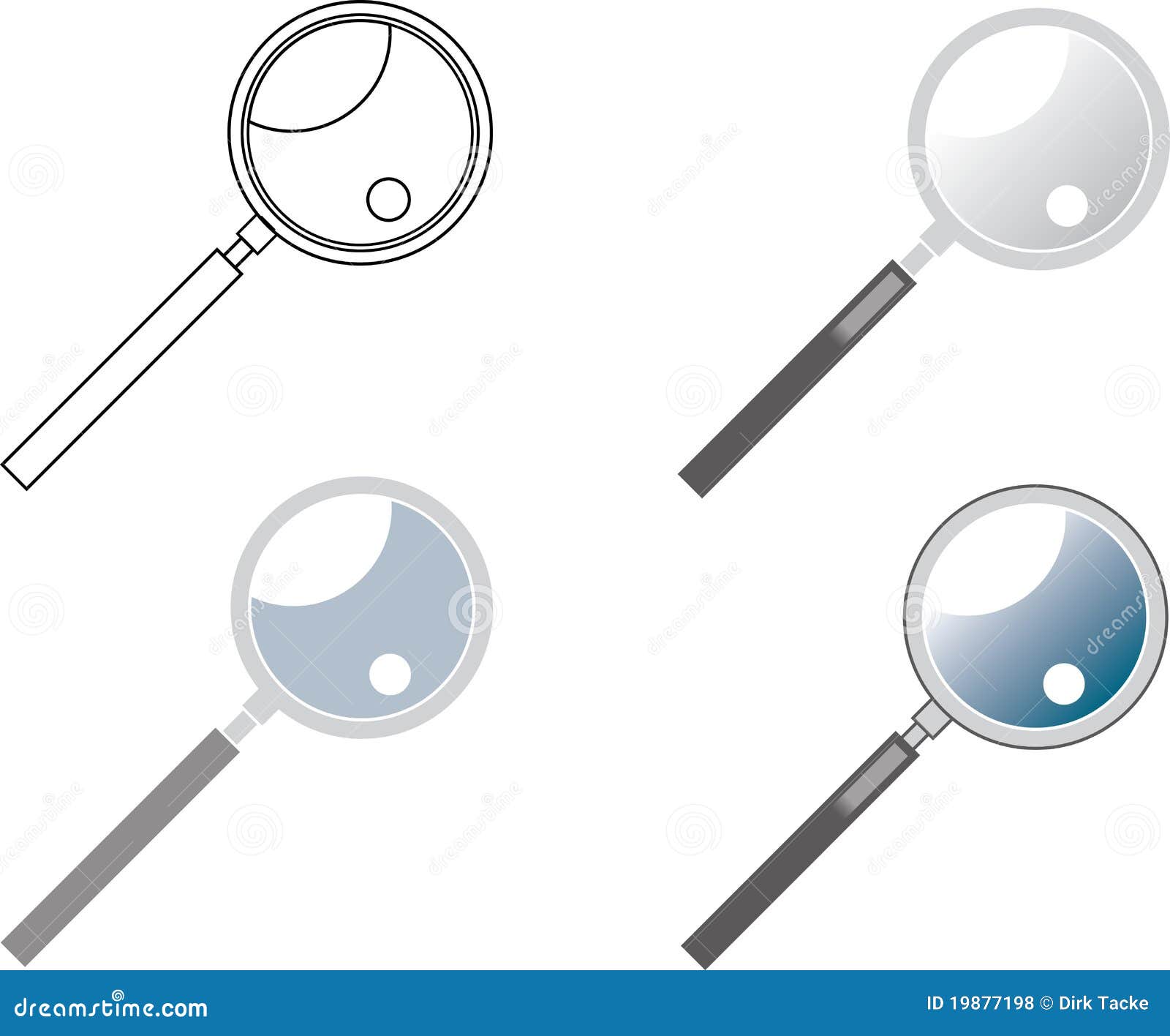 Magnifying Glass - Outline, Grayscale and Colour Stock Vector ...