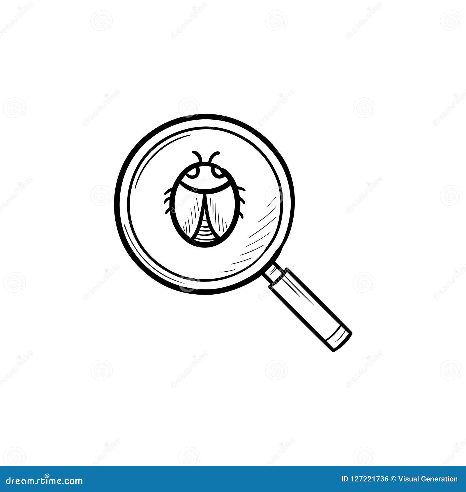 Magnifying Glass Over Bug Hand Drawn Outline Doodle Icon. Stock Vector ...
