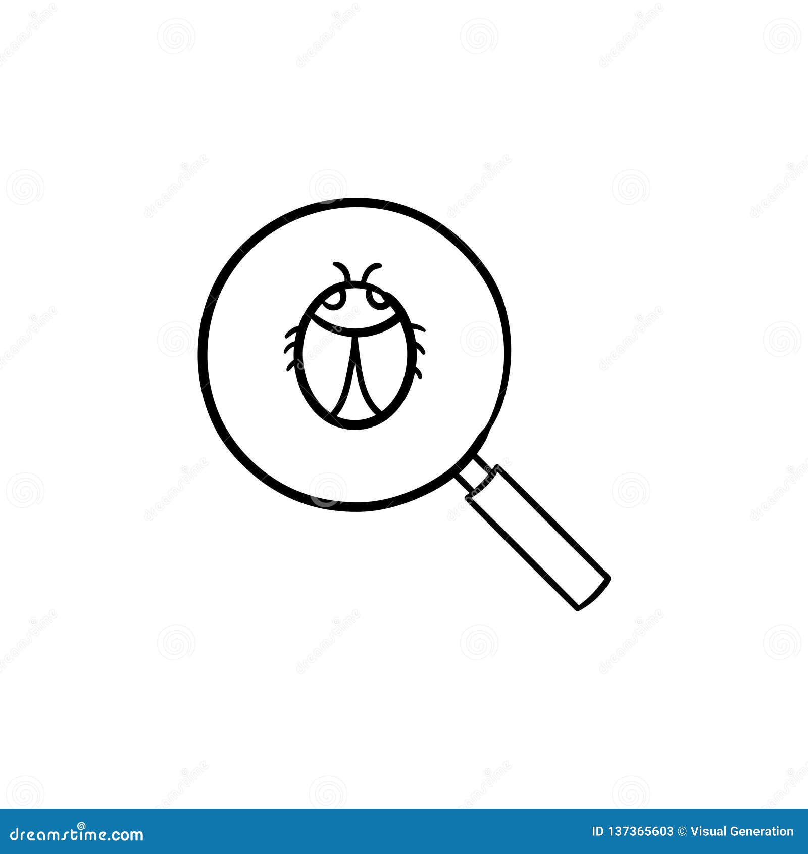 Magnifying Glass Over Bug Hand Drawn Outline Doodle Icon. Stock Vector ...