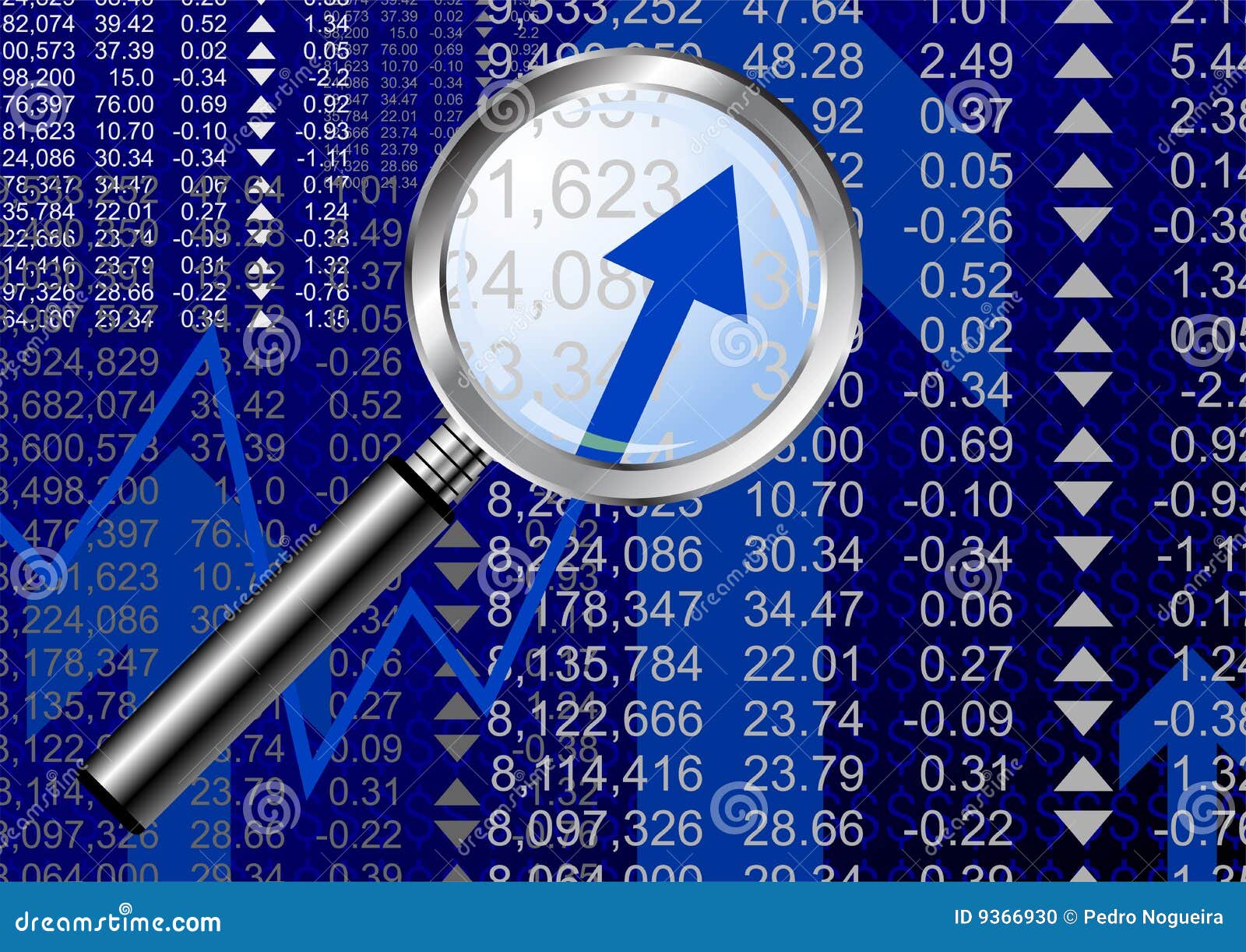 Magnifying Glass Over Bullish Chart Stock Vector - Illustration of ...