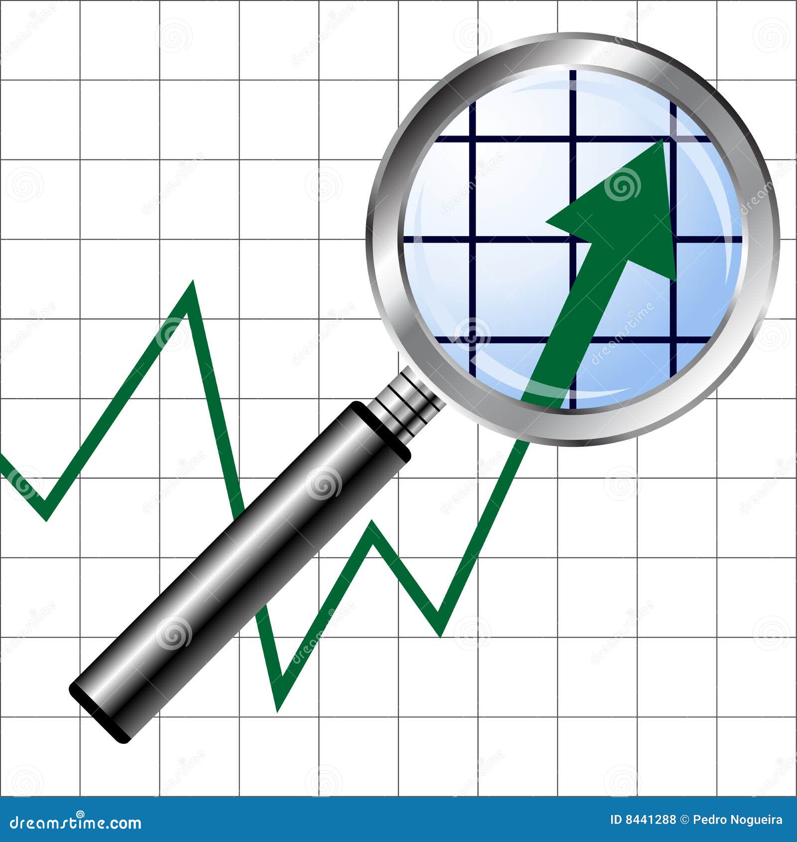 Magnifying Glass Over Chart Stock Vector - Illustration of examine ...