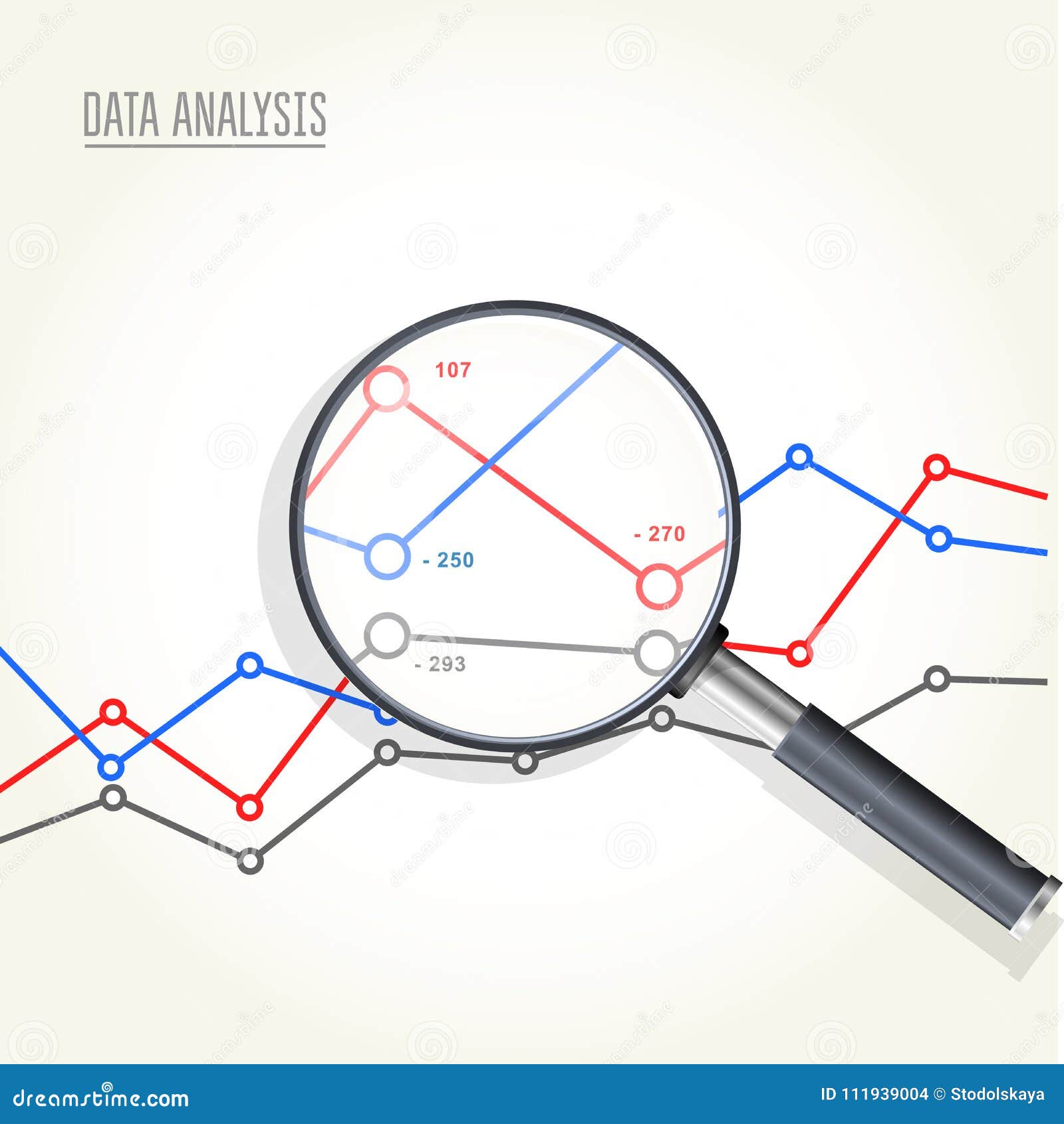 Magnifying Glass Over Charts - Data Statisics Research Stock Vector ...
