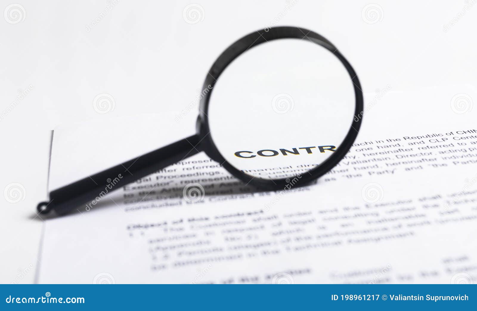 Magnifying Glass Over Contract, Inspection of Documents Agreement ...