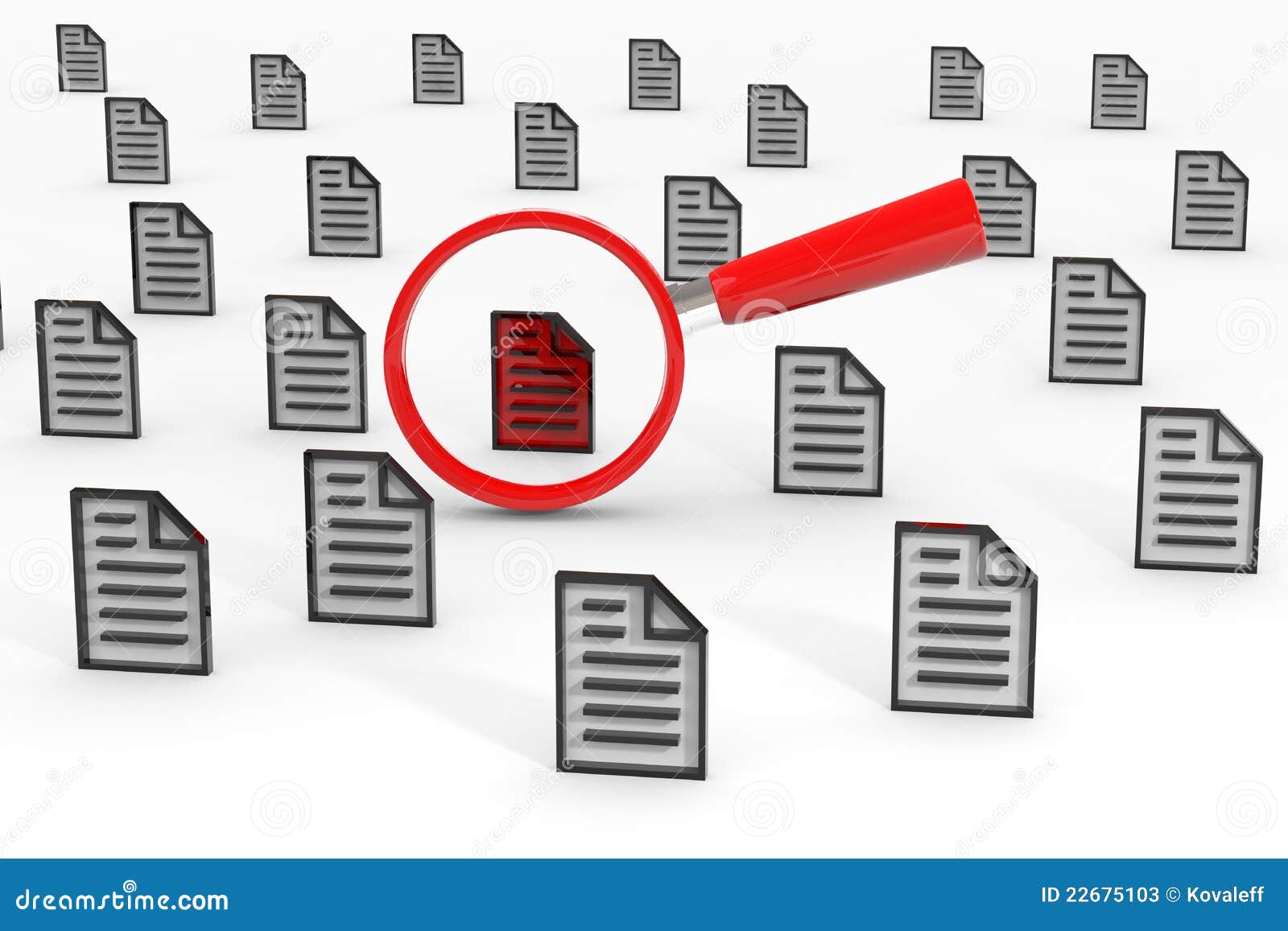 Magnifying Glass Over the Document. Search Concept Stock Illustration ...