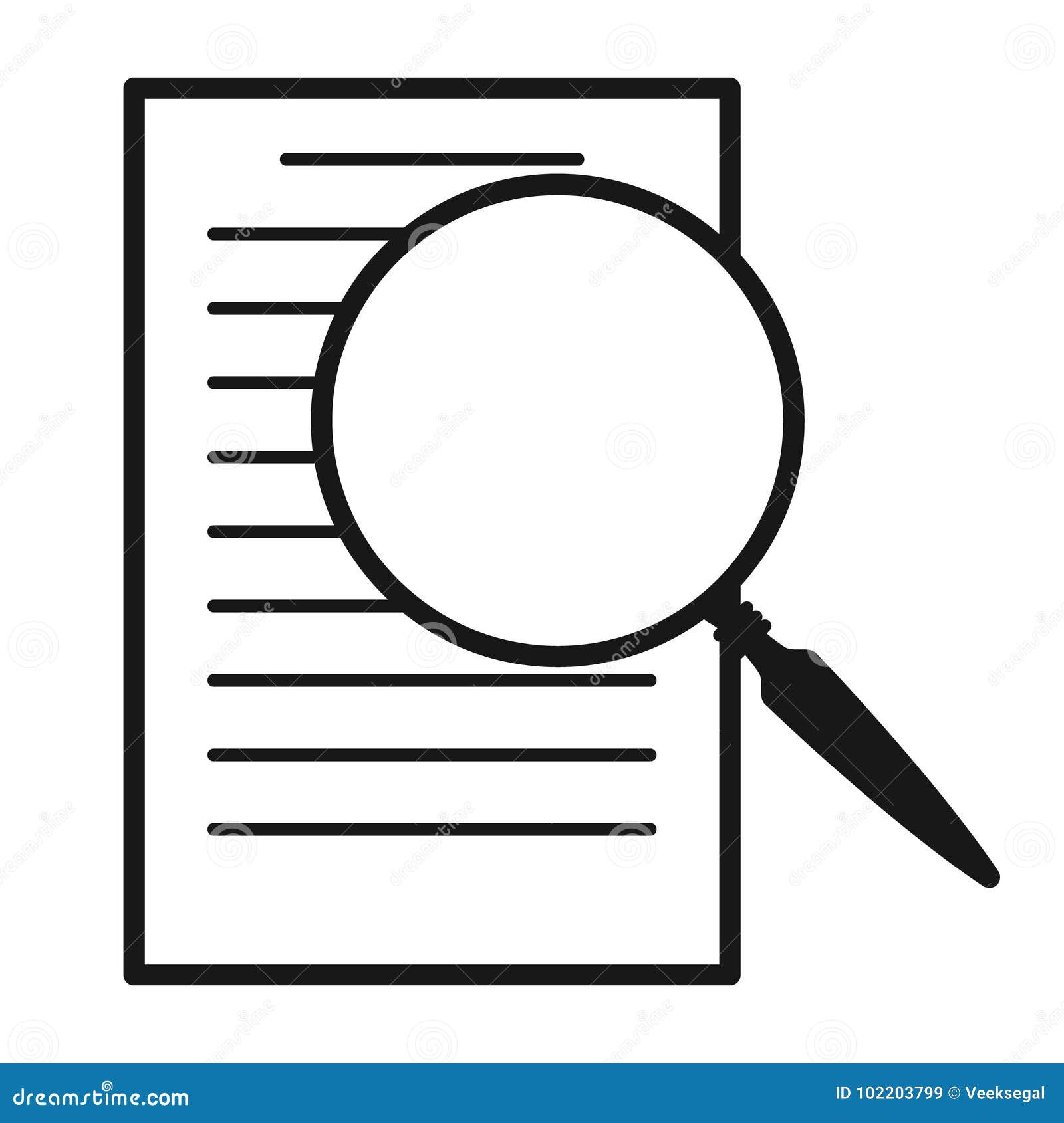 Magnifying Glass Over Document Vector Icon Stock Vector - Illustration ...