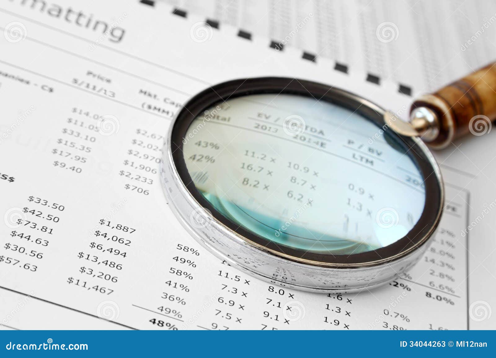 Magnifying Glass Over Financial Document Stock Image - Image of ...