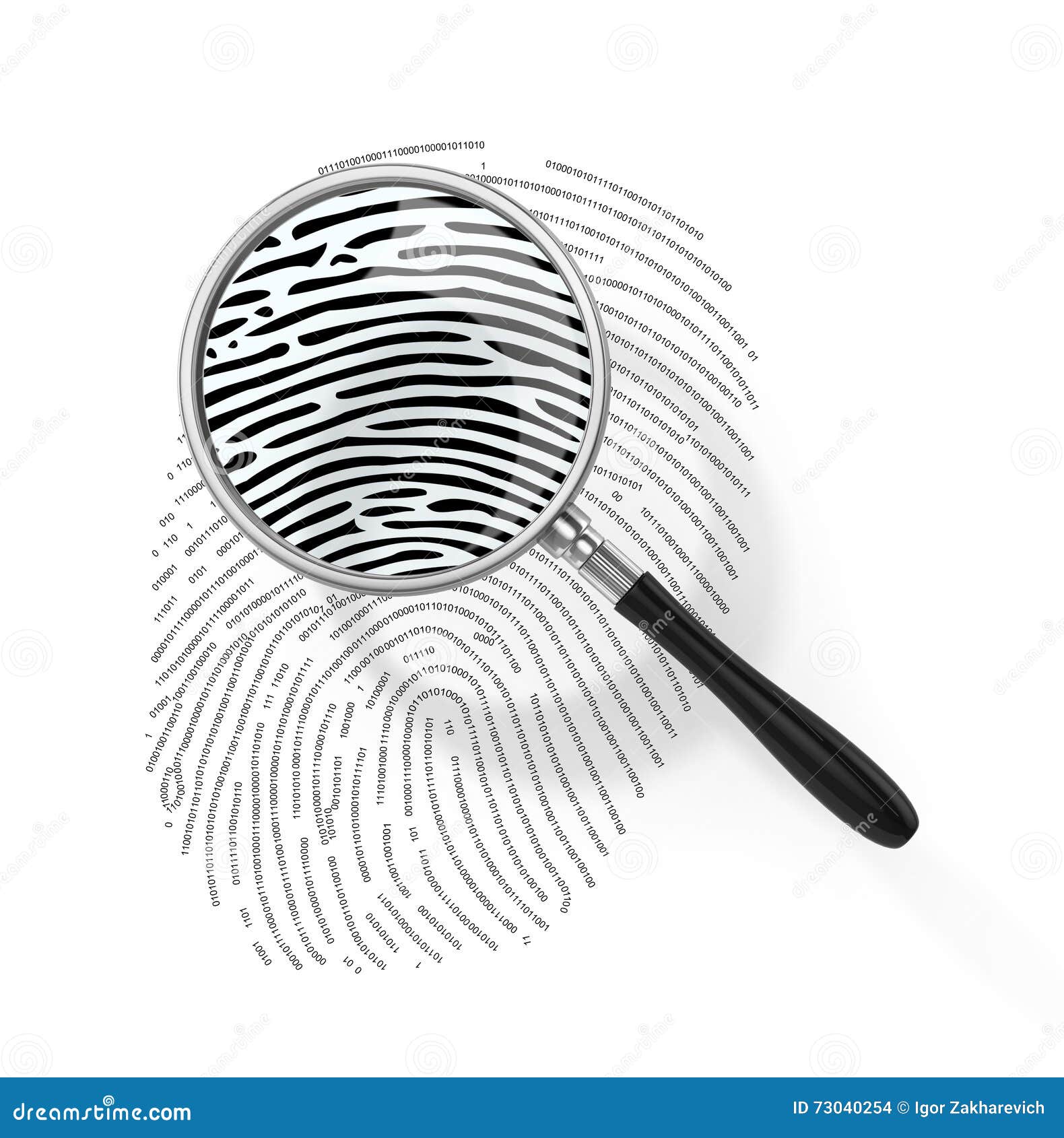 Magnifying Glass Over Finger Printlike Shape Stock Illustration ...