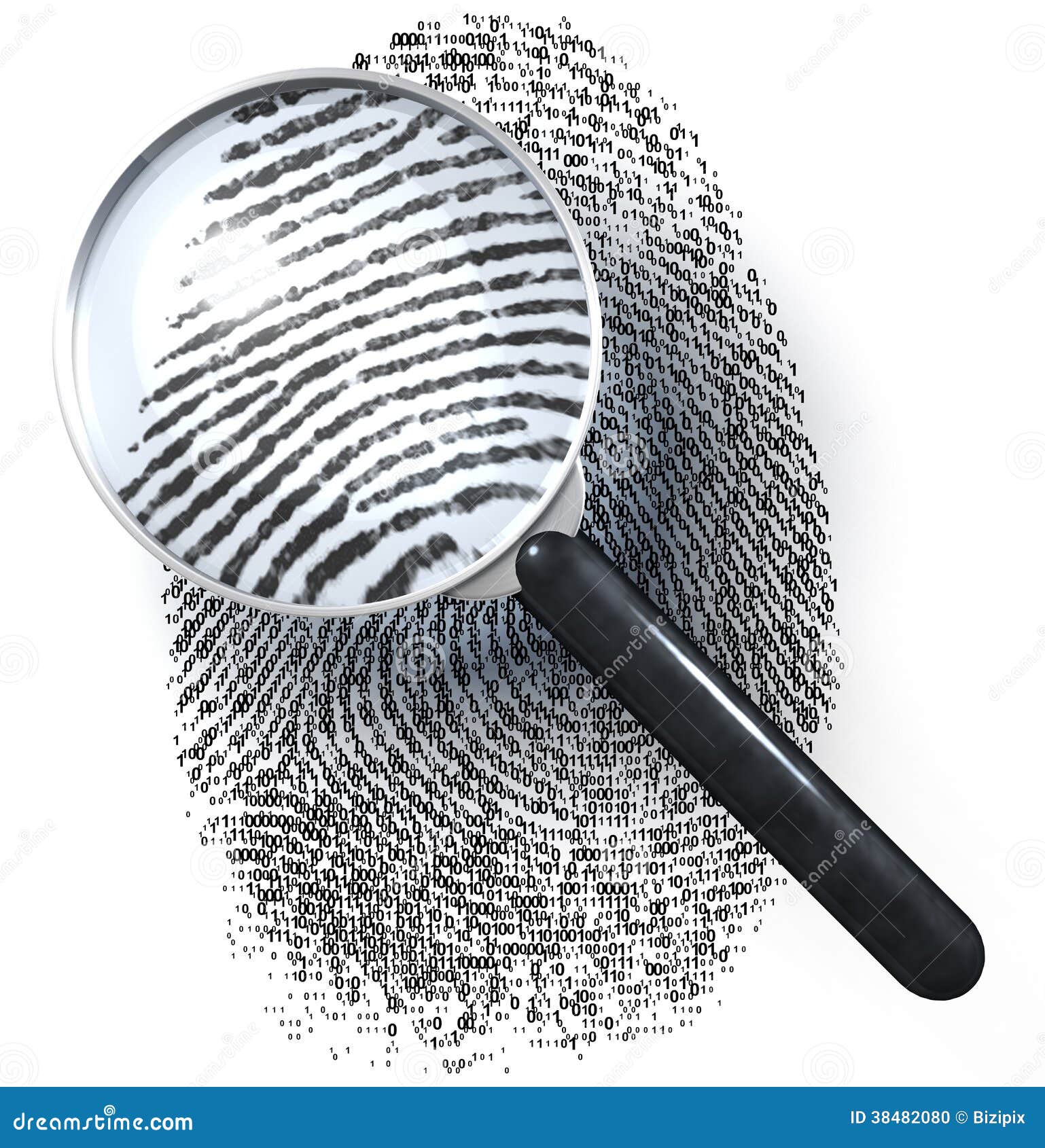 Magnifying Glass Over 1-0-grid Fingerprint, Showing Natural Stock Photo ...