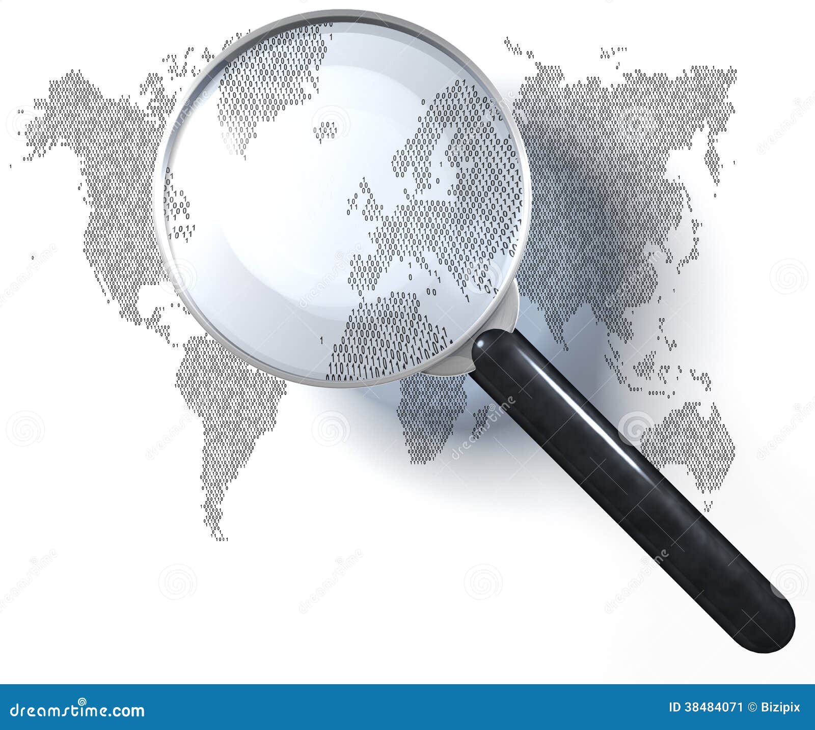 Magnifying Glass Over 1-0-grid World Map Stock Image - Image of ...