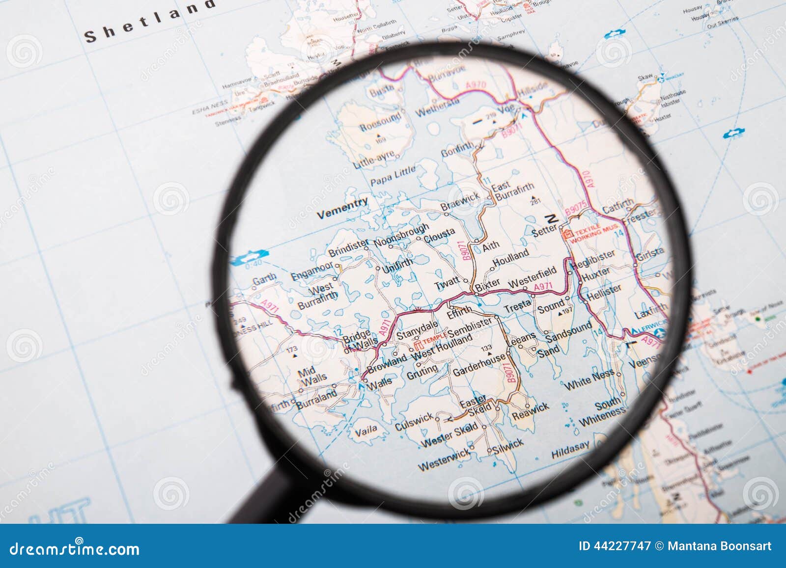 Magnifying Glass Over the Map Stock Image - Image of examining, city ...