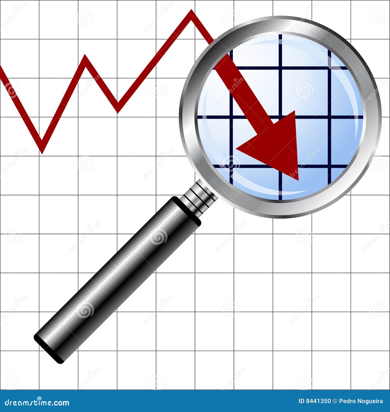 Magnifying Glass Over Negative Chart Stock Vector - Illustration of ...