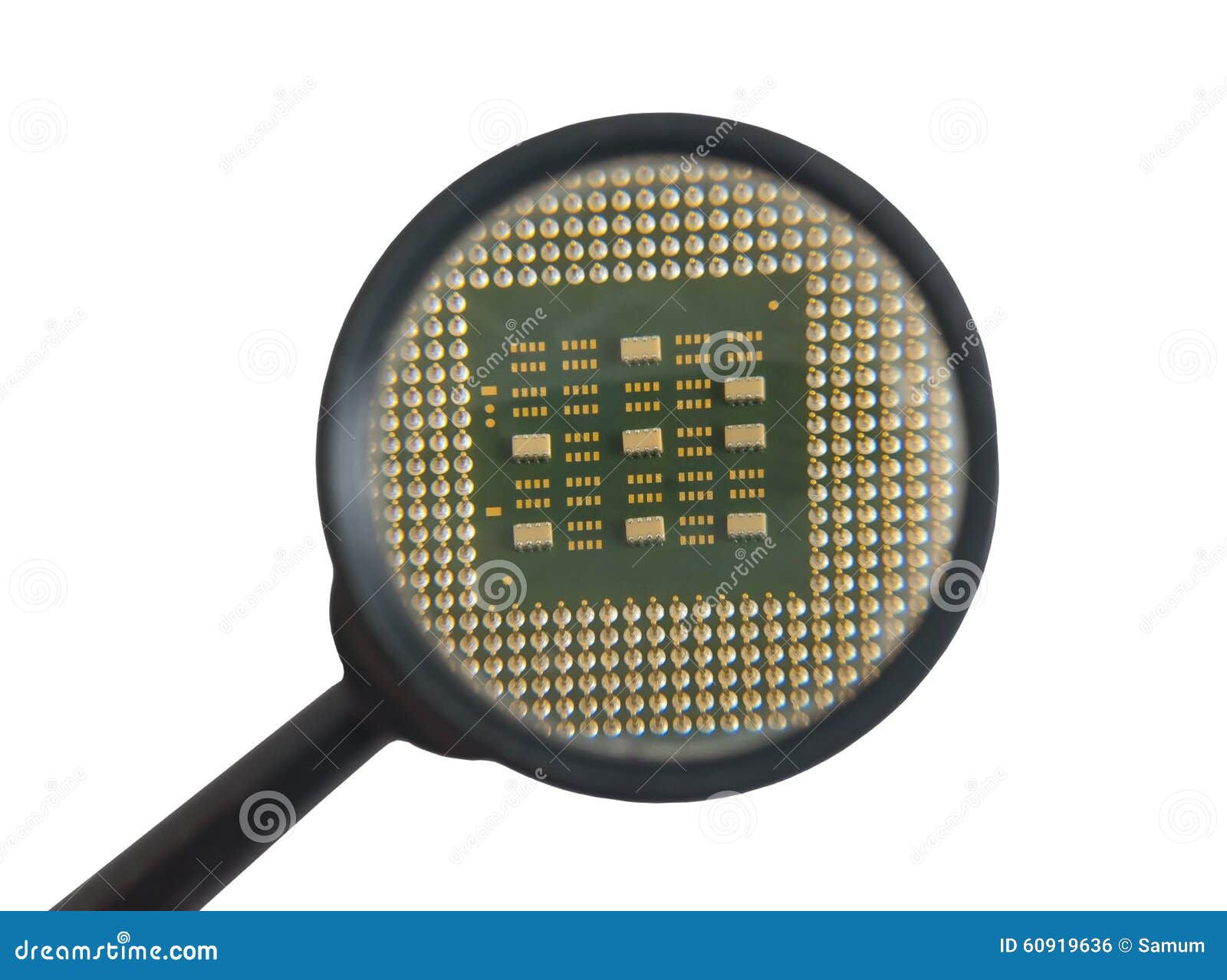 Magnifying Glass Over a Processor Stock Photo - Image of chip, computer ...