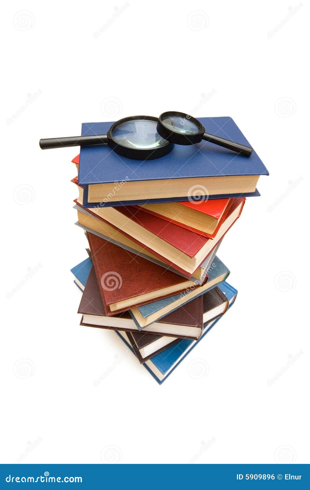 Magnifying Glass Over the Stack of Books Stock Photo - Image of books ...