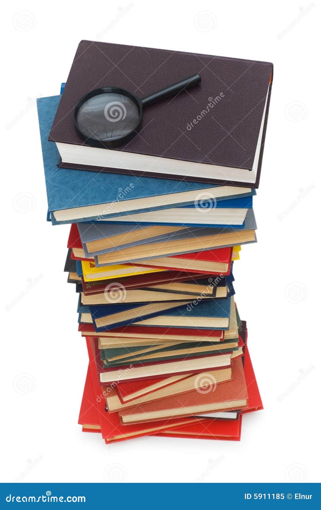 Magnifying Glass Over the Stack of Books Stock Image - Image of ...