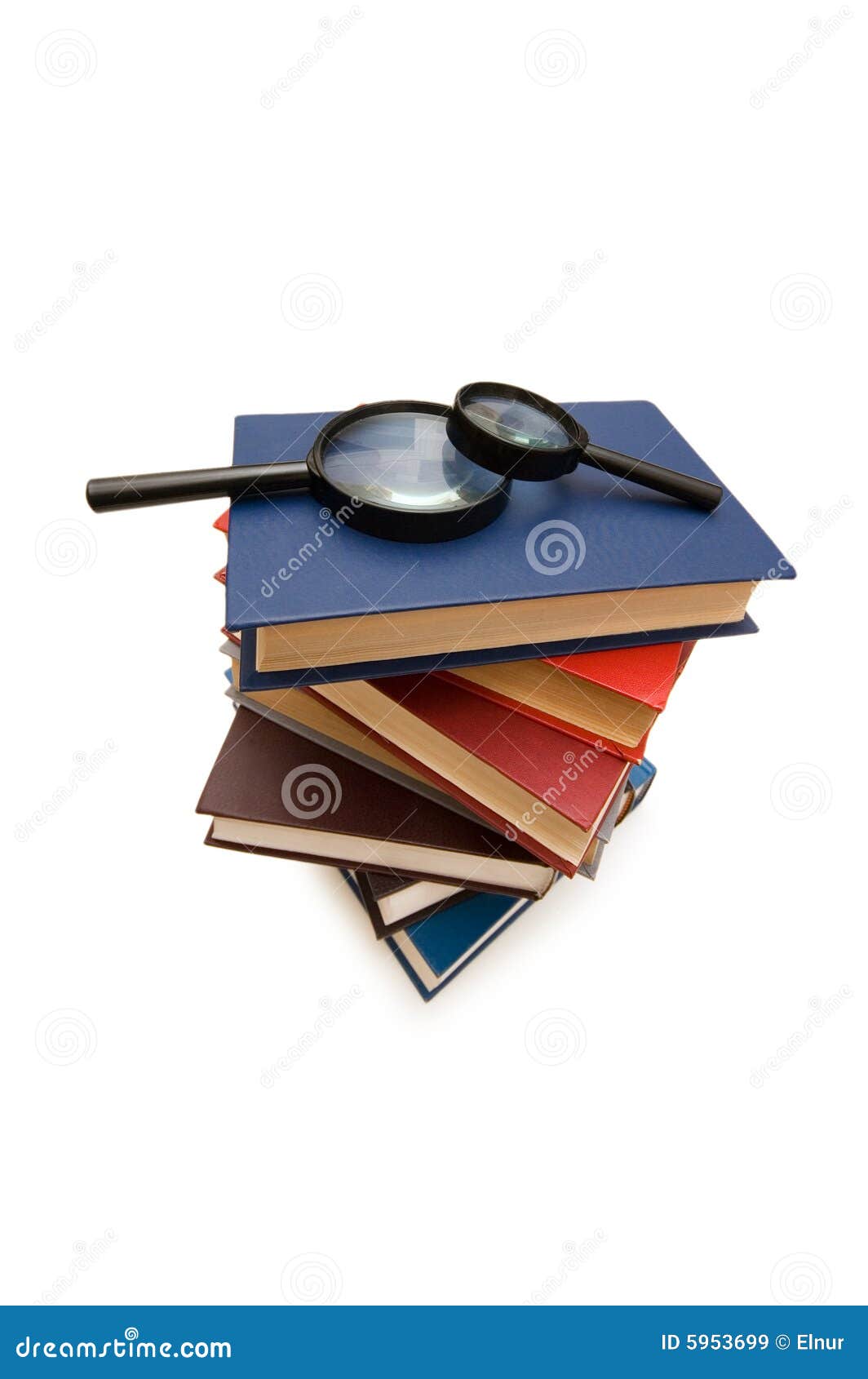 Magnifying Glass Over the Stack of Books Stock Image - Image of wisdom ...