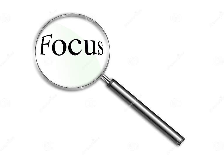 Magnifying Glass Over the Word Focus Stock Illustration - Illustration ...